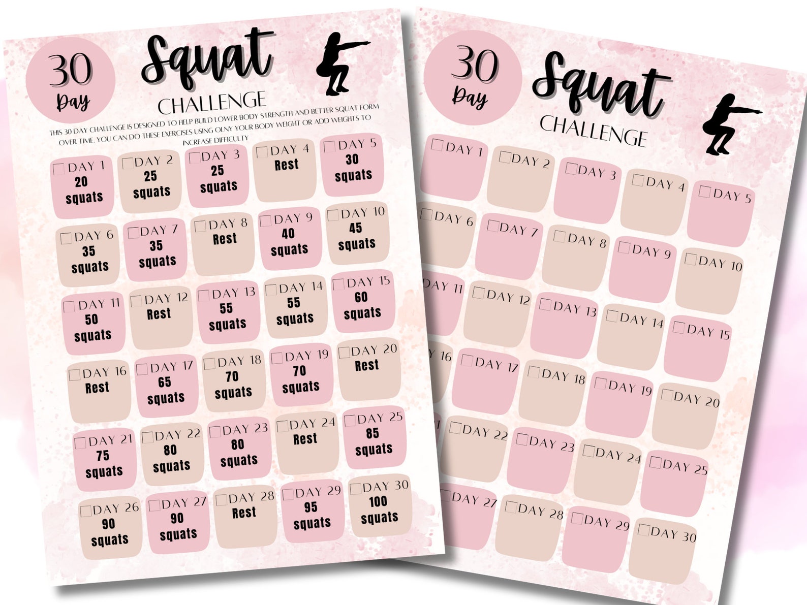 30 Day Squat Challenge, Printable Squats Challenge, Fitness Planner ...