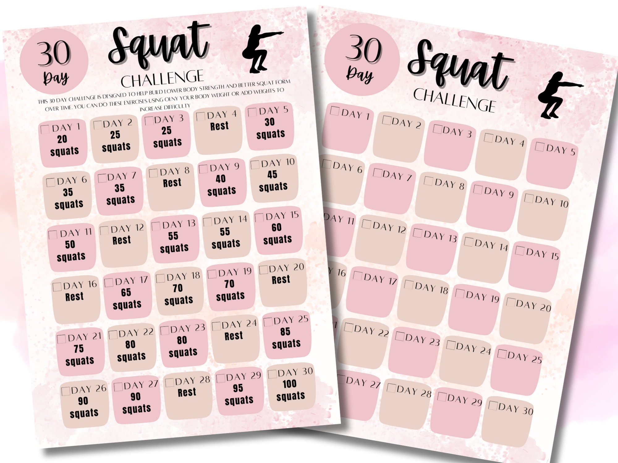30 Day Squat Challenge, Printable Squats Challenge, Fitness Planner ...