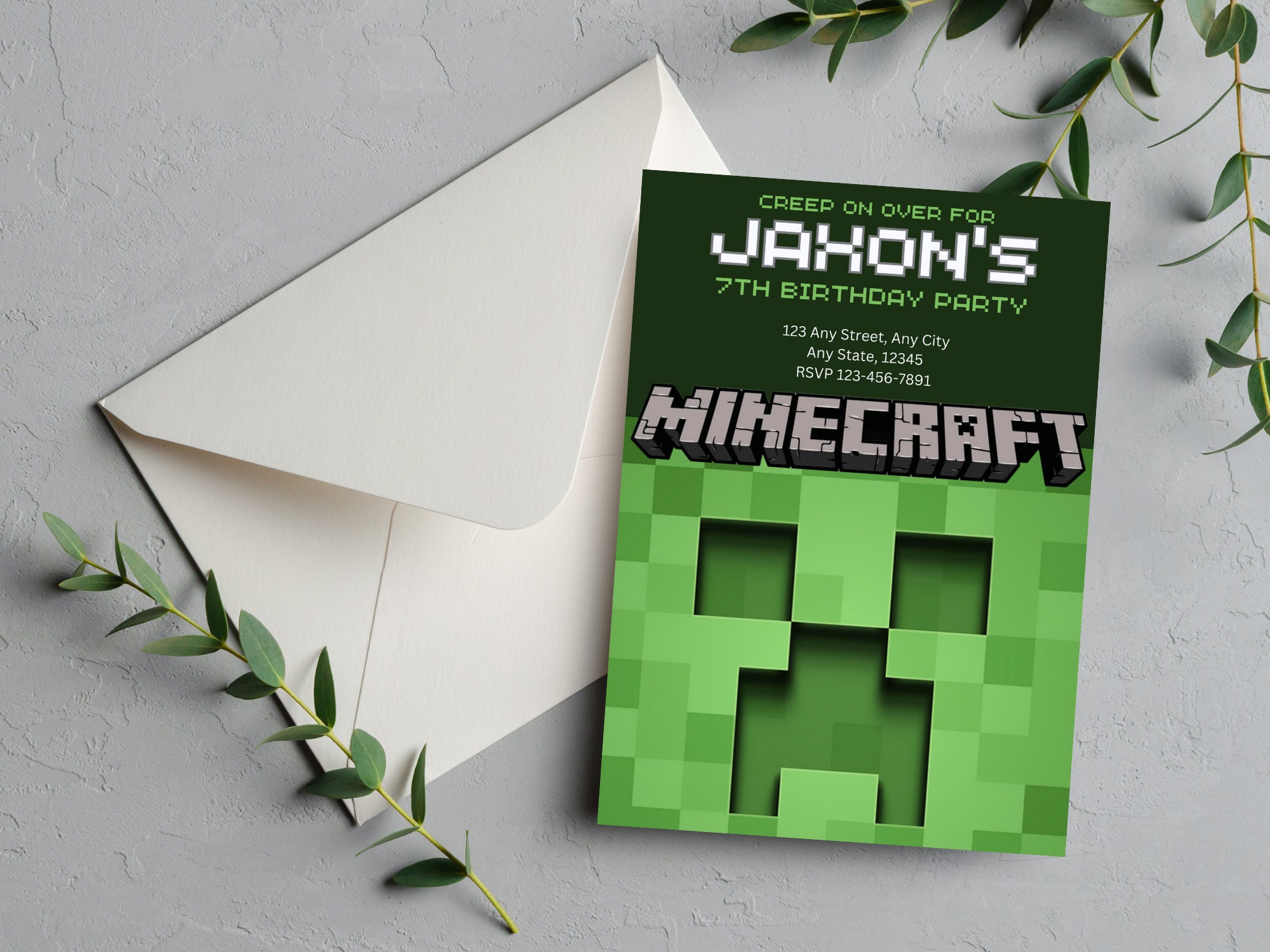 Plantilla digital de invitación de cumpleaños de Minecraft - Etsy España