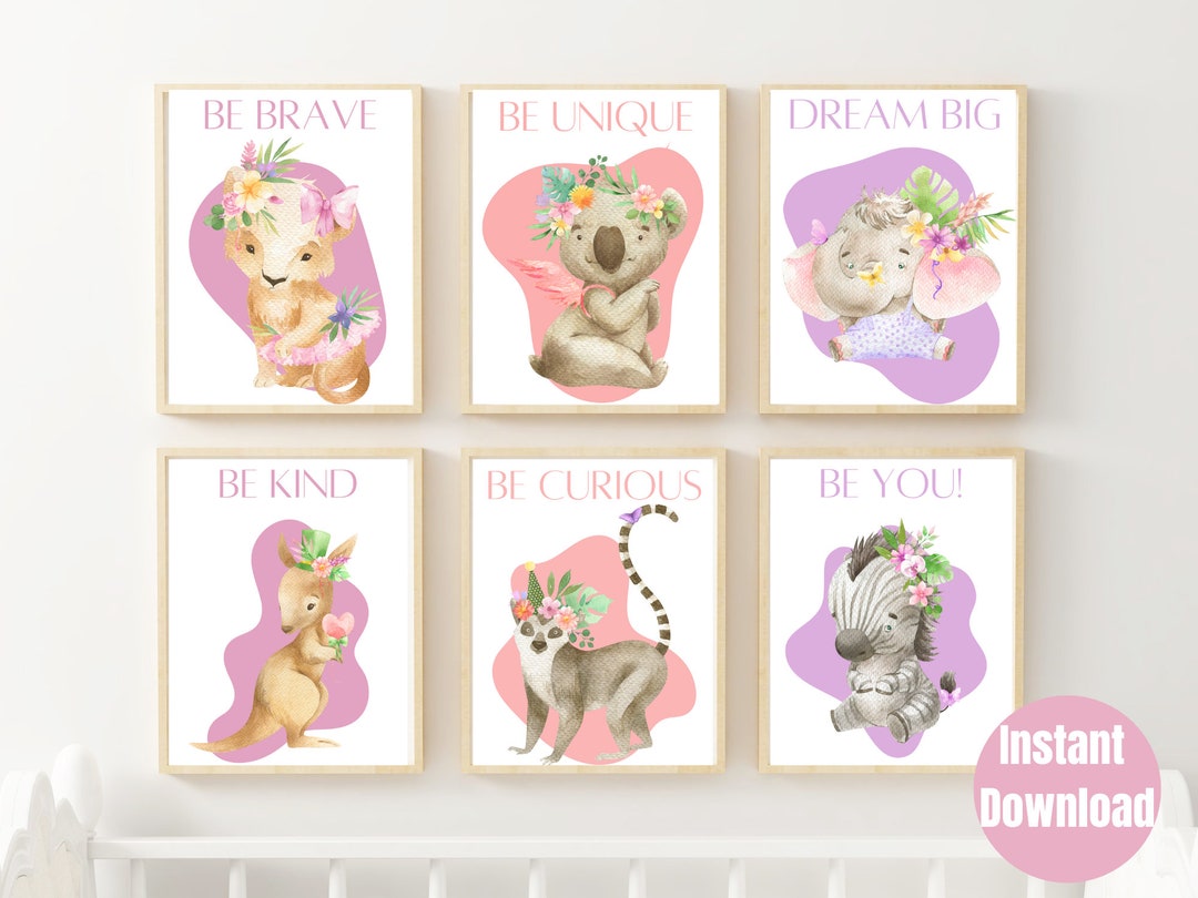 Safari Nursery Positive Affirmations Wall Art Prints I Baby Girl Safari ...