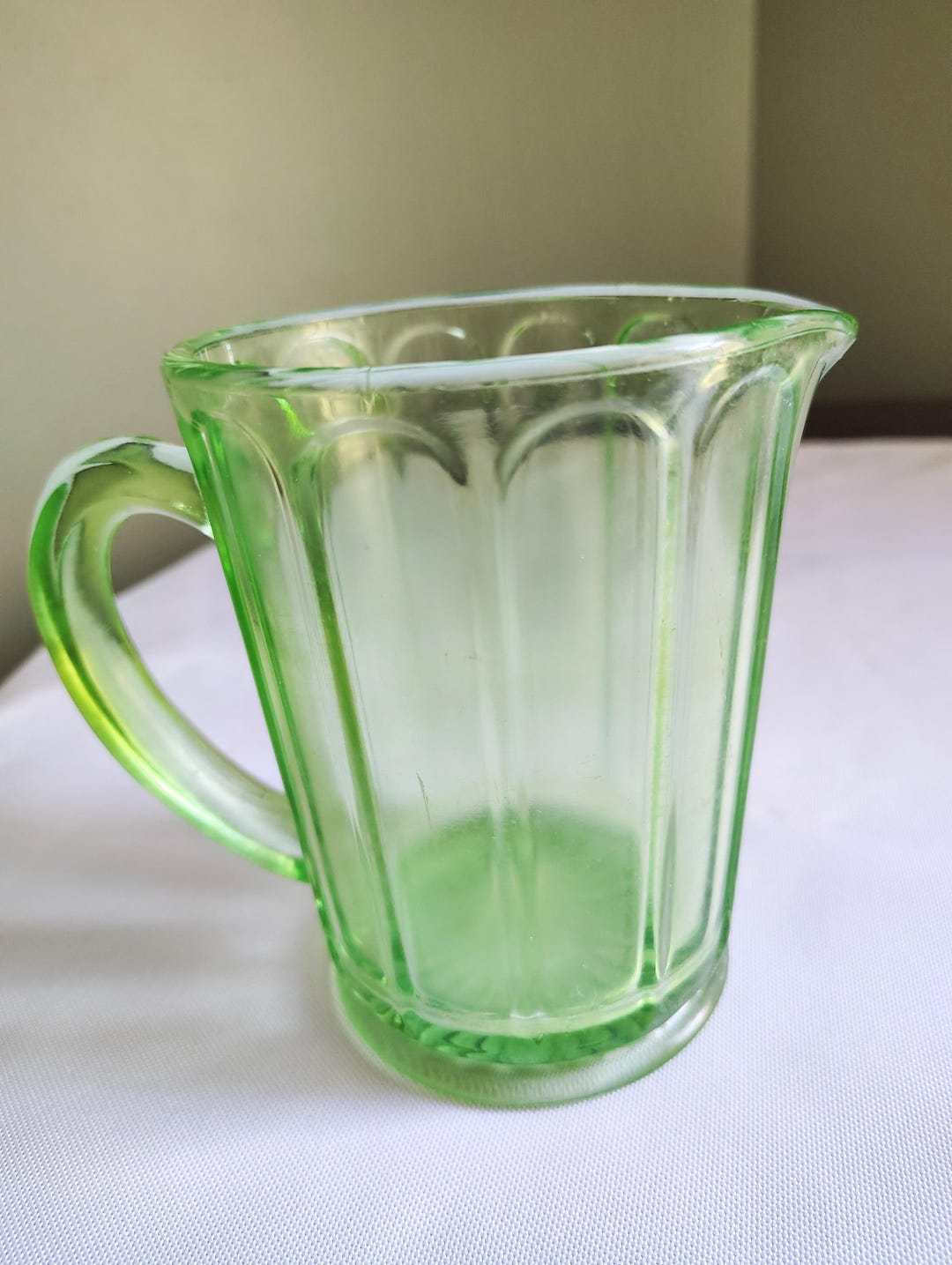 Vintage Hazel Atlas Clear Green Uranium Glass Mini Pitcher 1940's ...