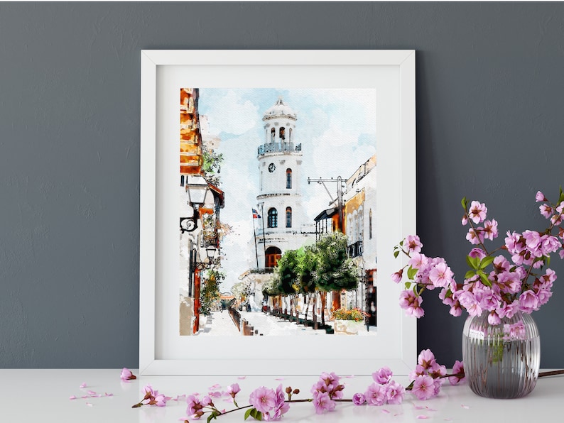 Printable Santo Domingo, Dominican Republic Instant Download Watercolor ...