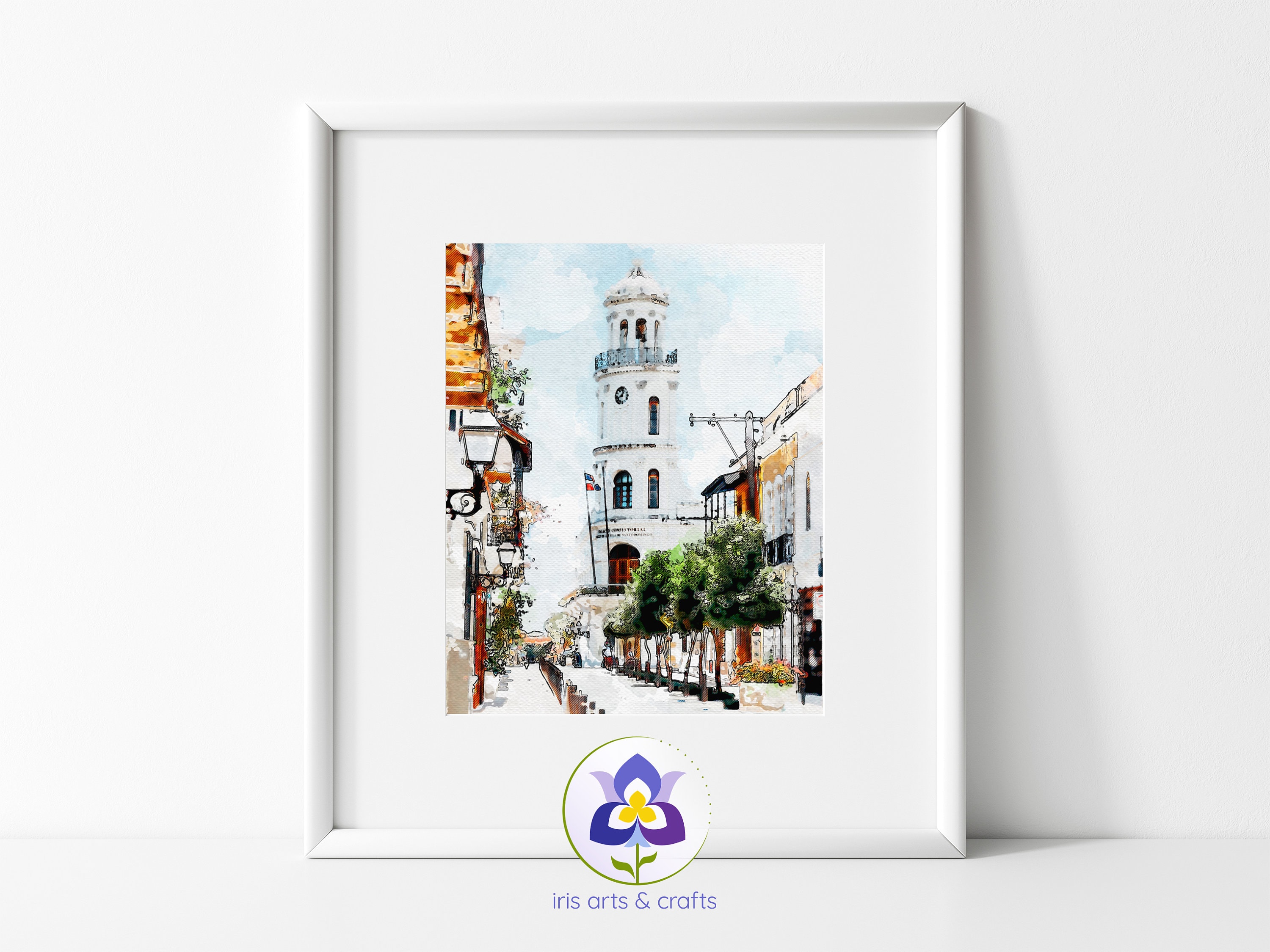 Printable Santo Domingo, Dominican Republic Instant Download Watercolor ...