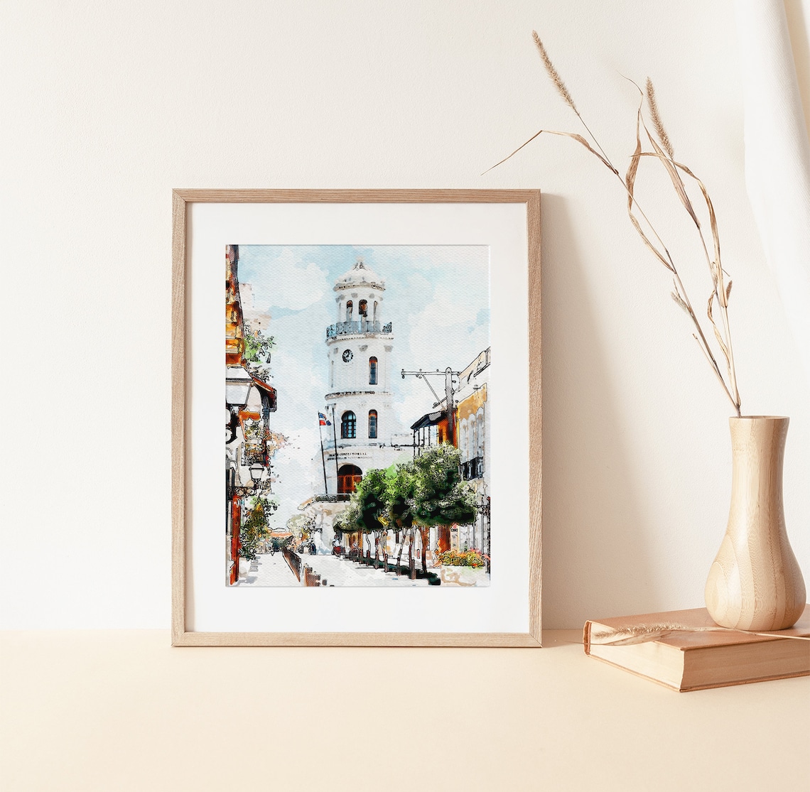 Printable Santo Domingo, Dominican Republic Instant Download Watercolor ...