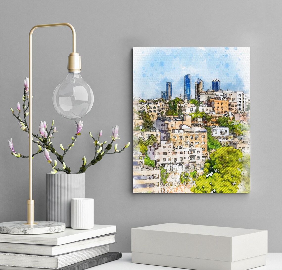 Printable Amman Skyline Watercolor Painting Middle East - Etsy