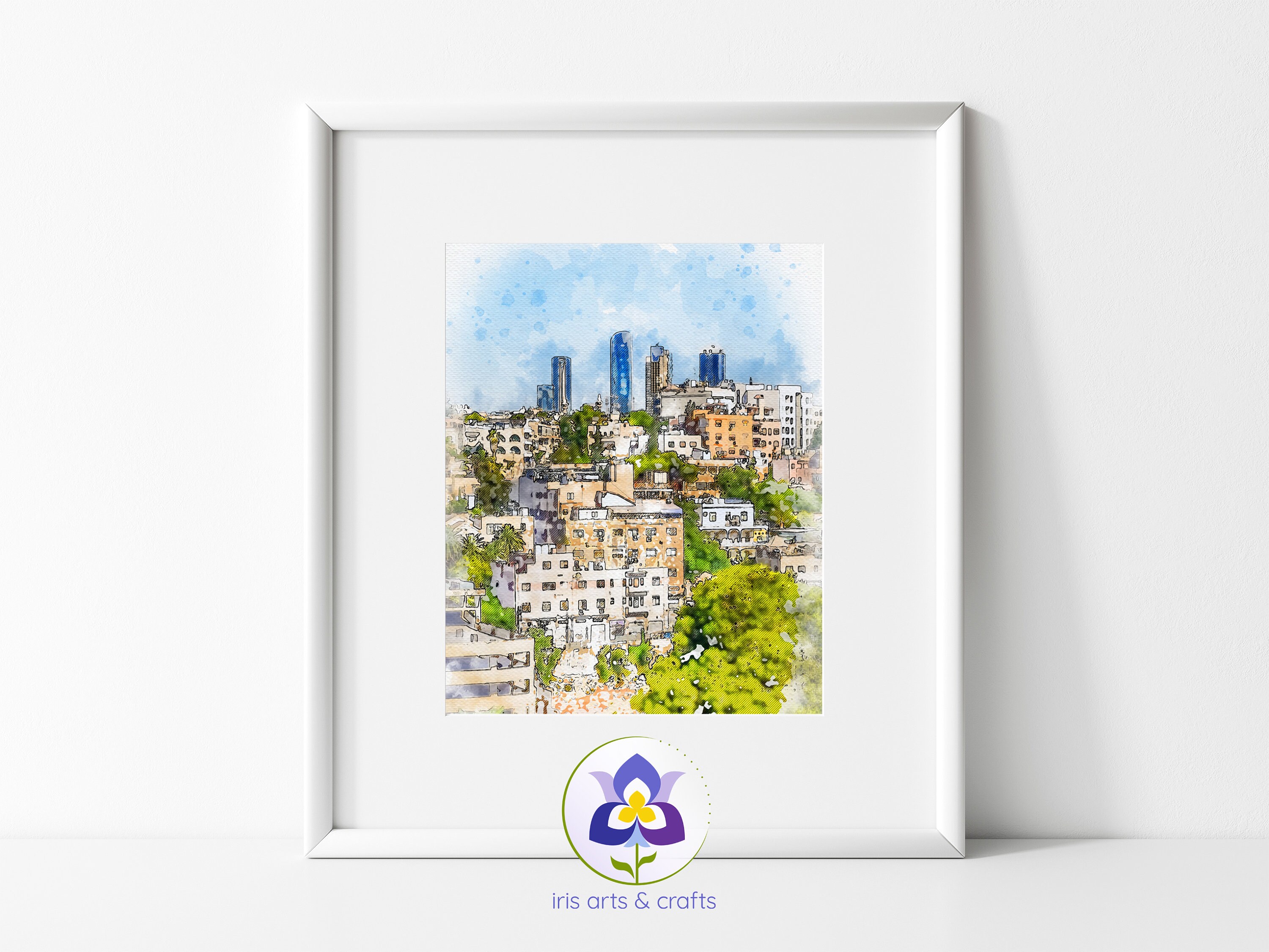 Printable Amman Skyline Watercolor Painting, Middle East Kingdom of ...