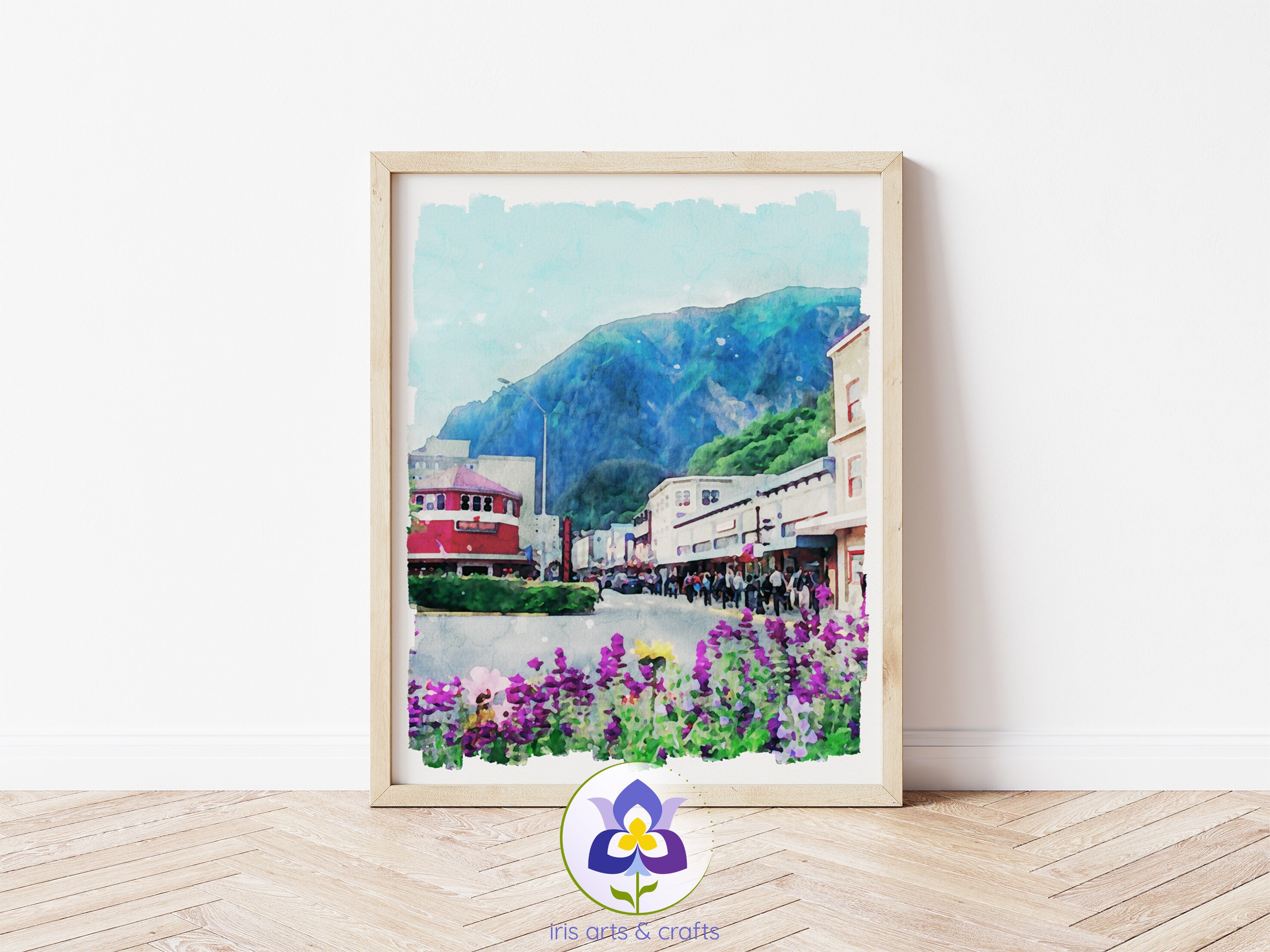 Printable Manilla Square in Juneau Alaska, Watercolor Painting, USA ...