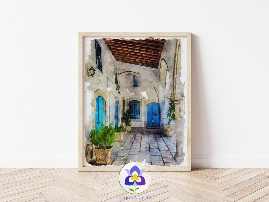 Larnaca Cyprus Watercolor Painting, Urban Wall Art (digital Download ...