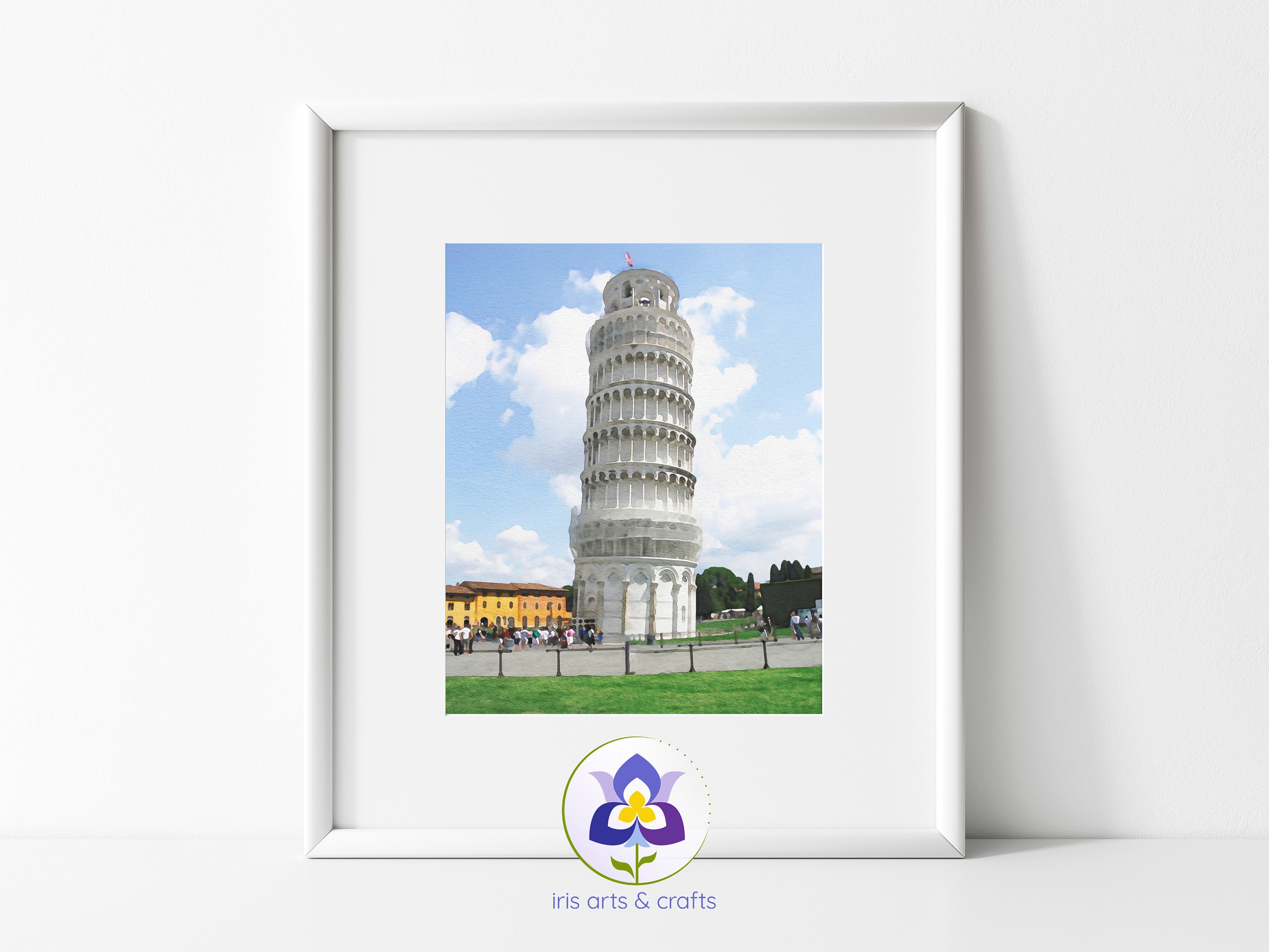 Leaning Tower of Pisa Watercolor Print, Italy Landscape (digital ...