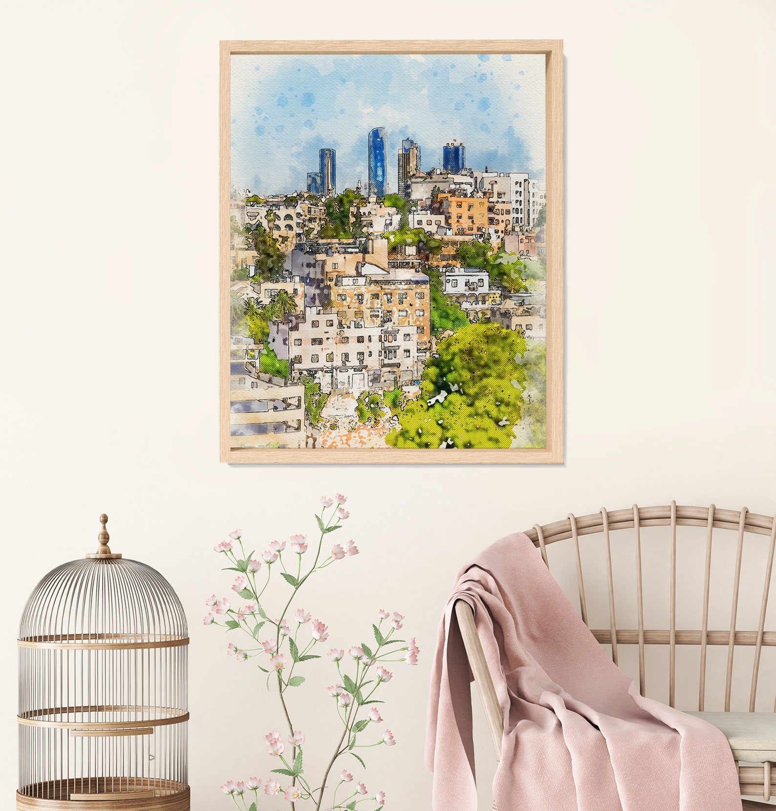 Printable Amman Skyline Watercolor Painting Middle East - Etsy