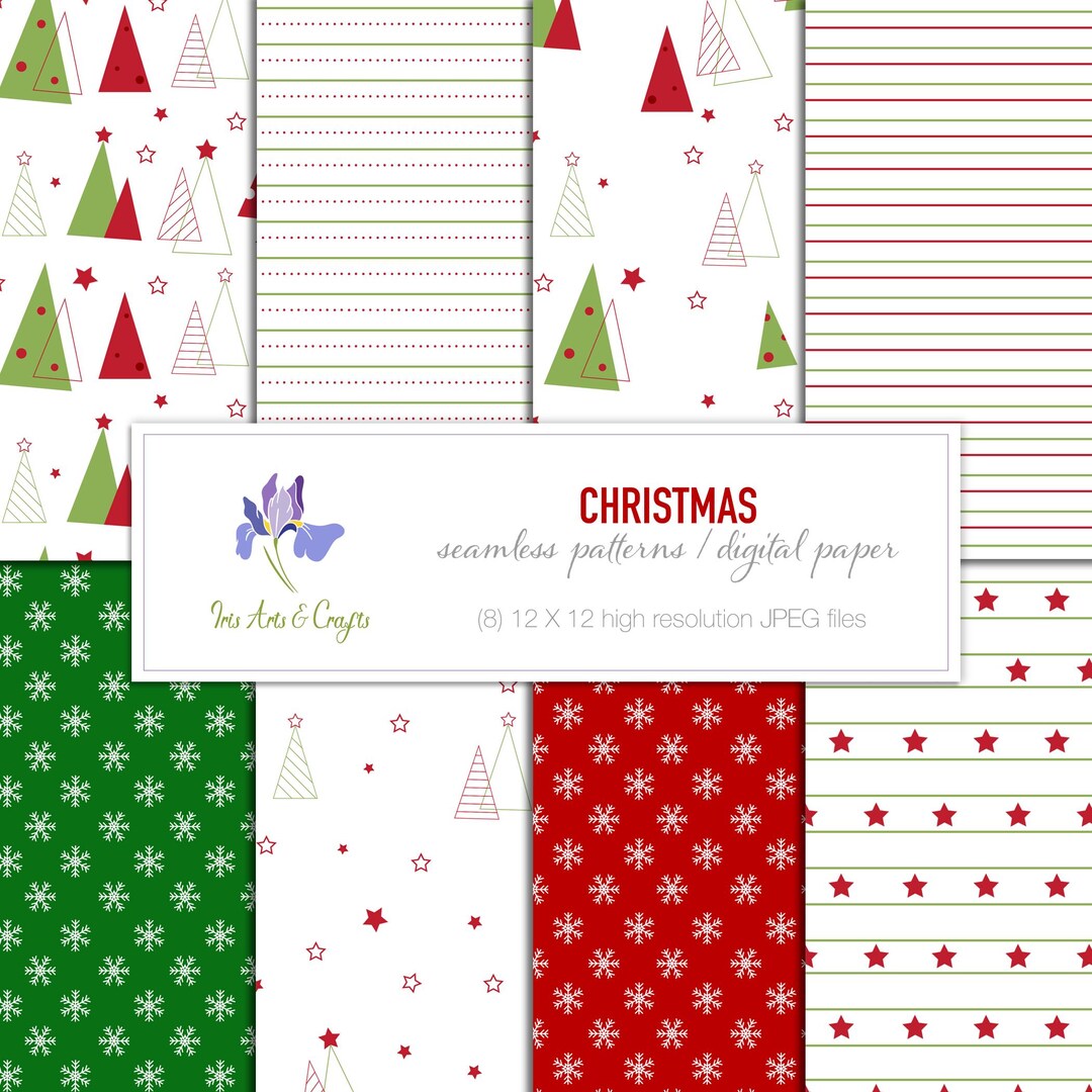 Christmas Seamless Patterns, Holiday Digital Paper Set (instant ...