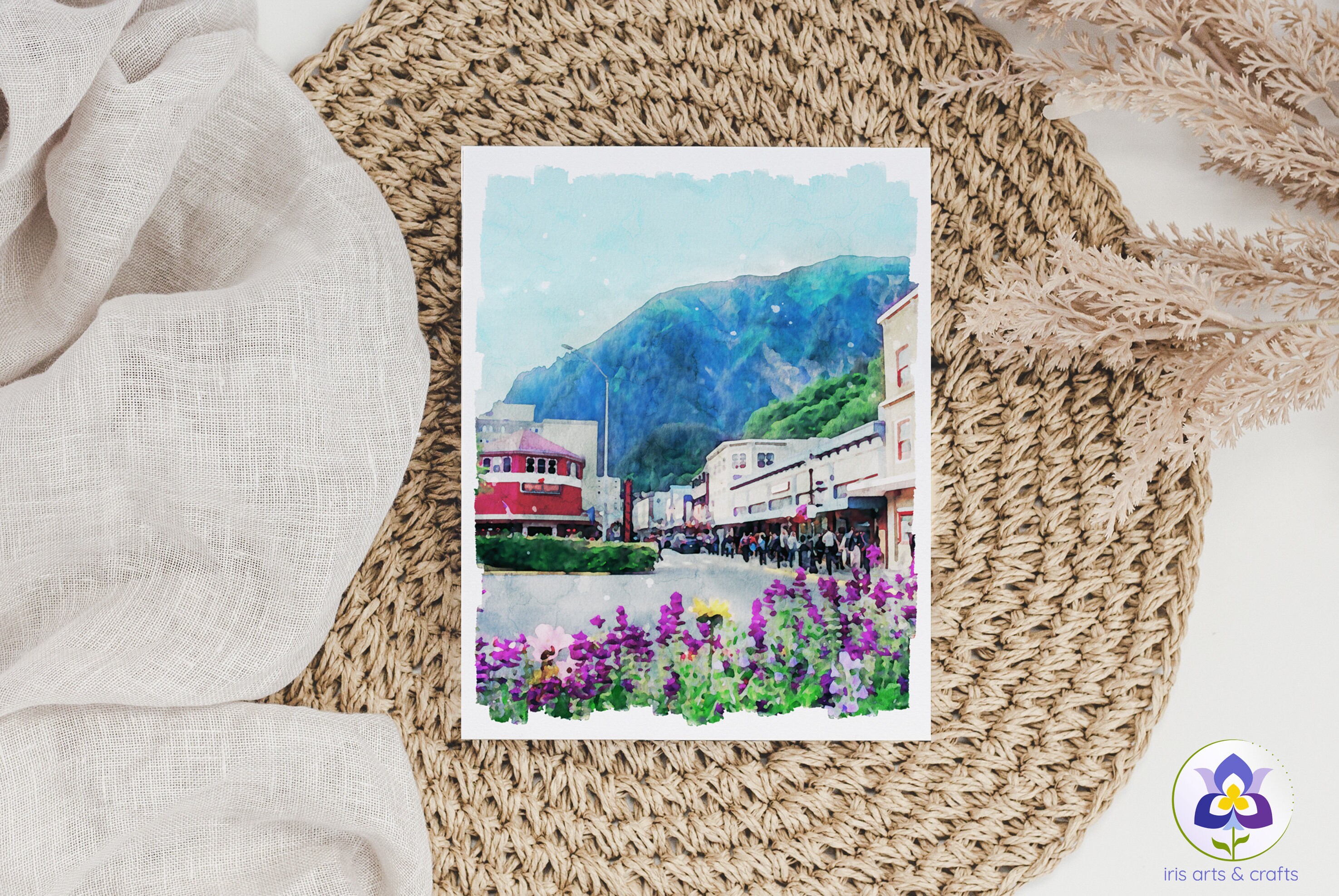 Printable Manilla Square in Juneau Alaska, Watercolor Painting, USA ...