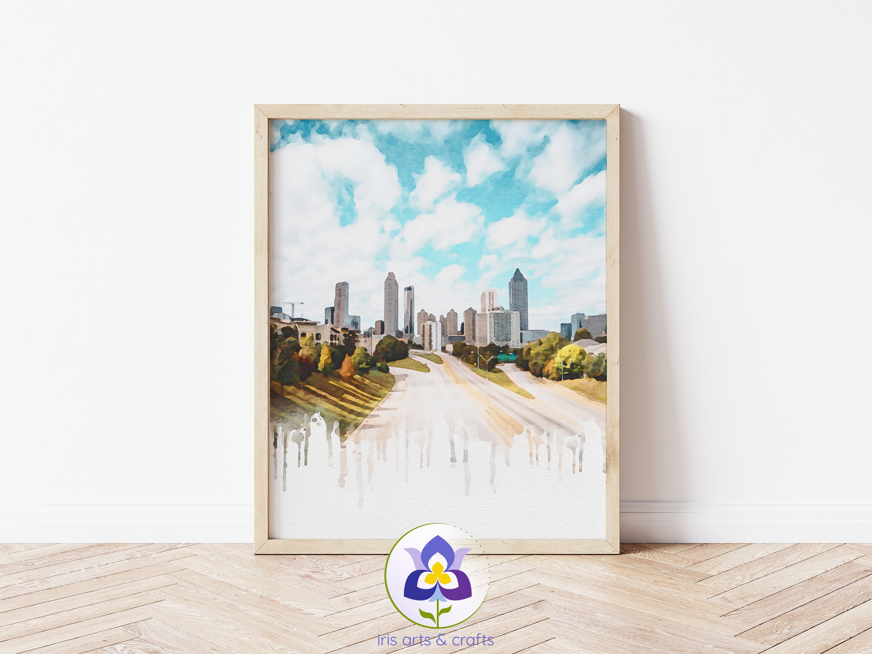 Atlanta Georgia Skyline, Watercolor Painting, Instant Download Wall Art ...