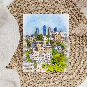Printable Amman Skyline Watercolor Painting, Middle East Kingdom of ...