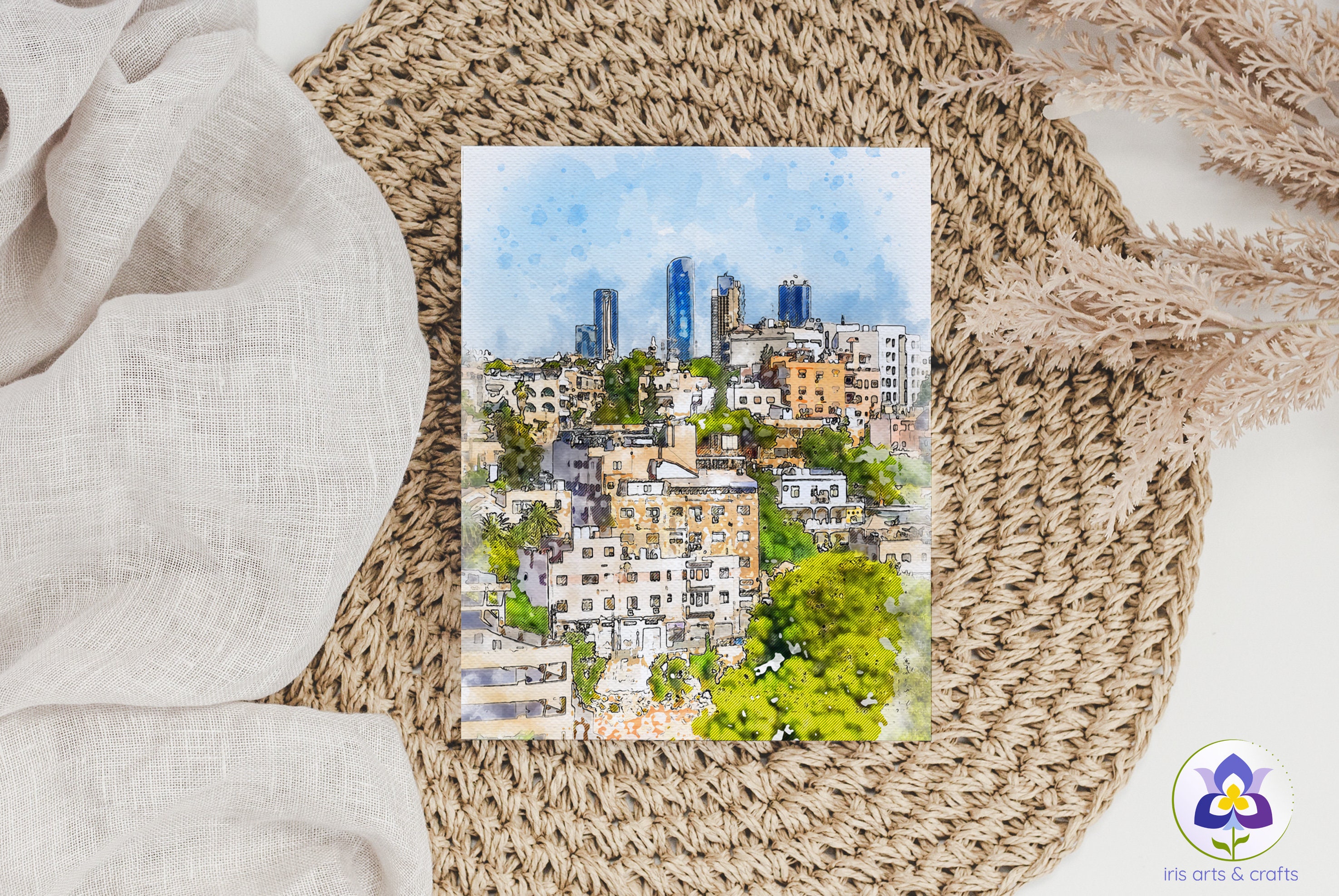 Printable Amman Skyline Watercolor Painting Middle East - Etsy