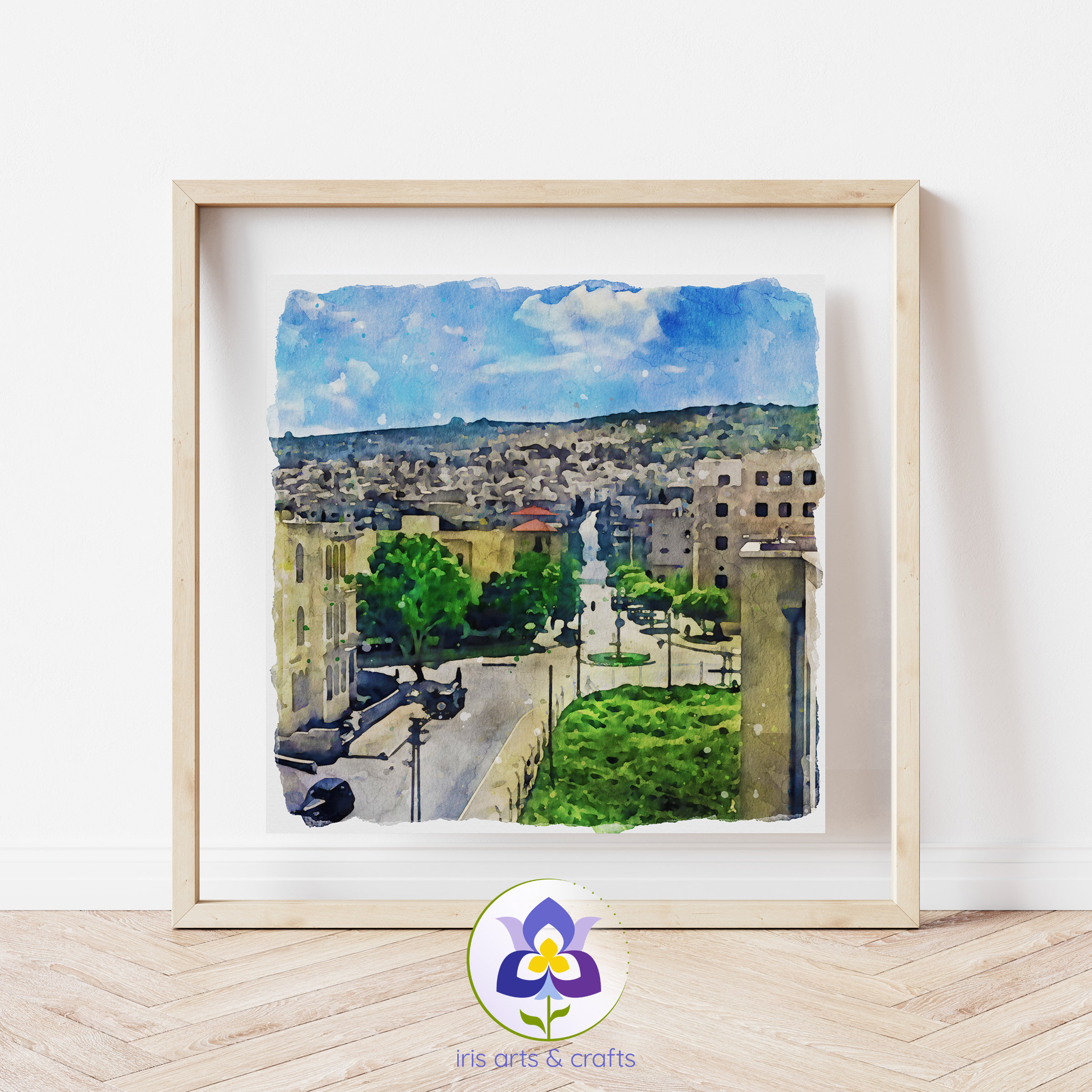 Printable Haifa Skyline, Palestine Watercolor Painting of Haifa the Way ...