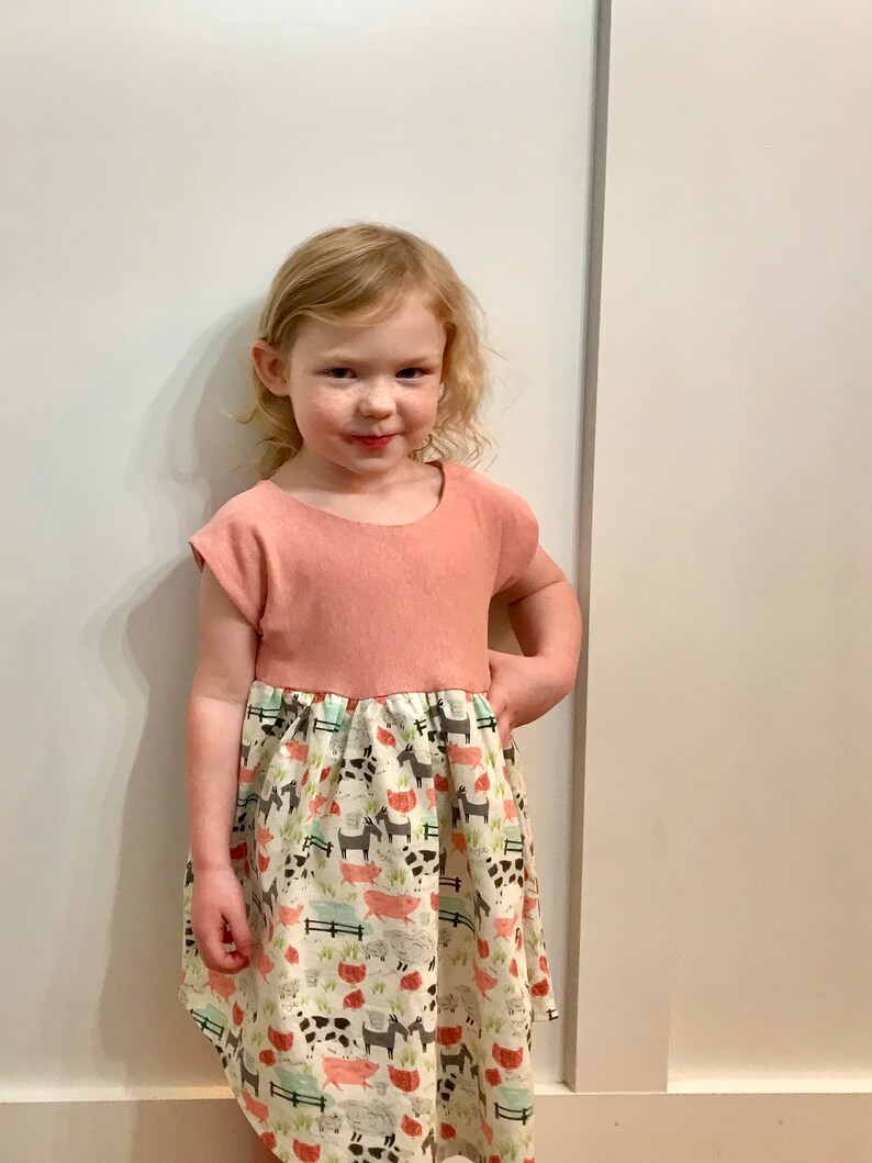 Girls Farm Animal Dress With Goats, Chickens, Cows, Sheep, Pigs for ...