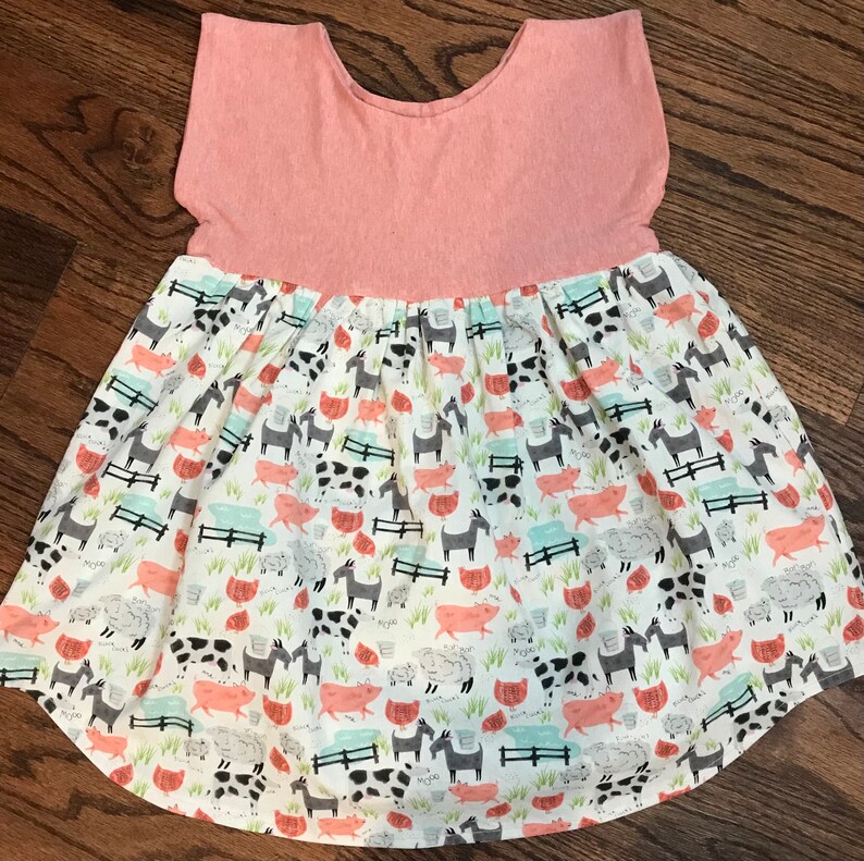 Girls Farm Animal Dress With Goats, Chickens, Cows, Sheep, Pigs for ...