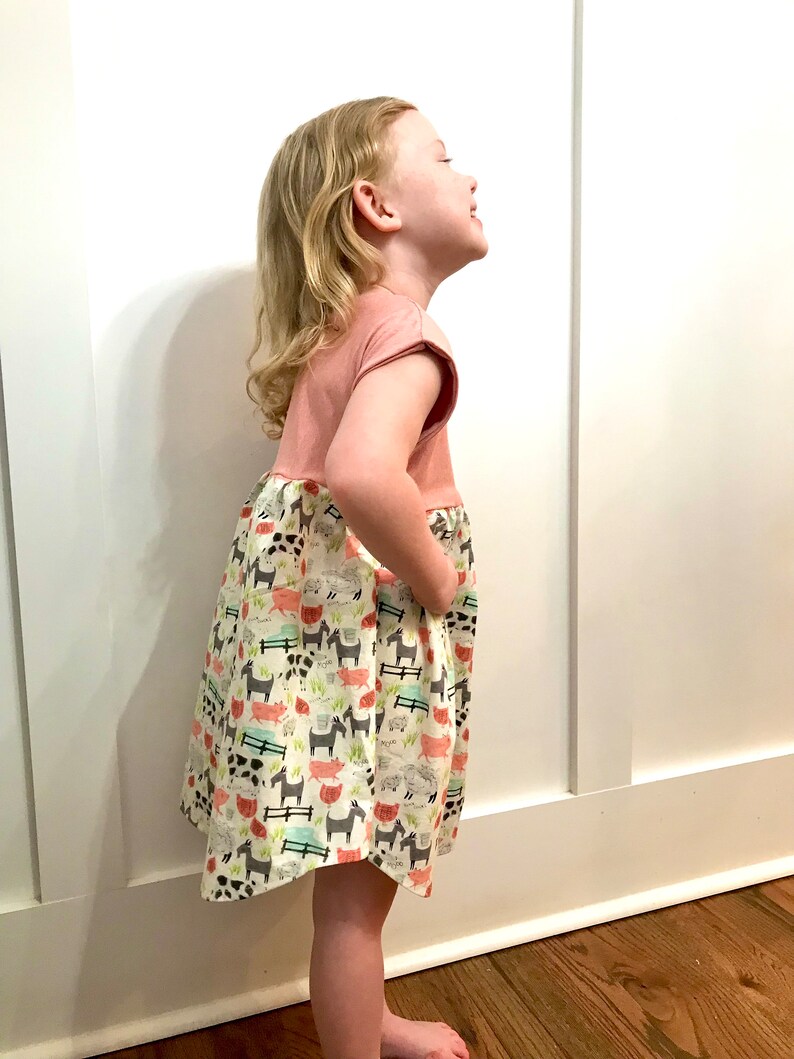 Girls Farm Animal Dress With Goats, Chickens, Cows, Sheep, Pigs for ...