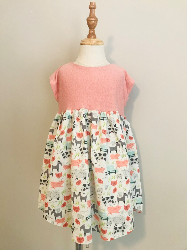 Girls Farm Animal Dress With Goats, Chickens, Cows, Sheep, Pigs for ...