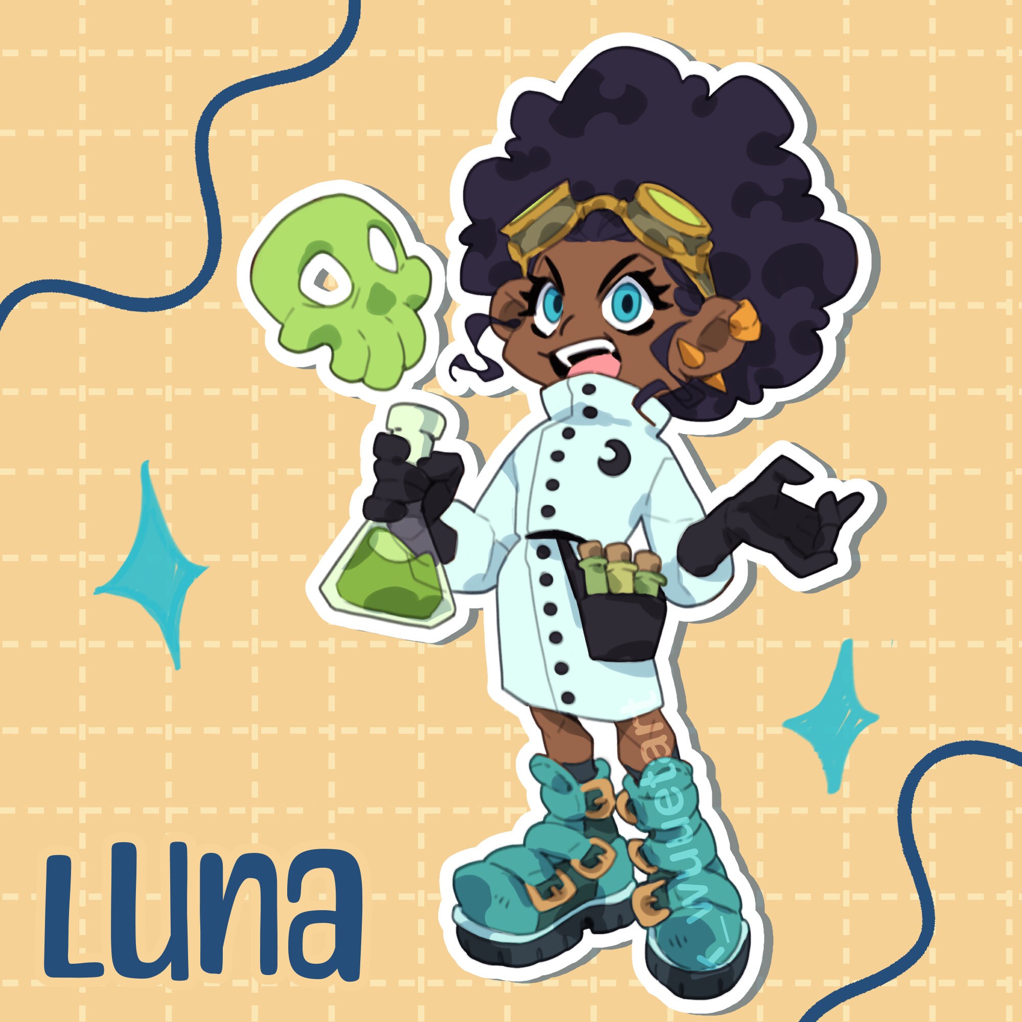 Mad Scientist Luna OC Halloween Cute Diecut Sticker - Etsy
