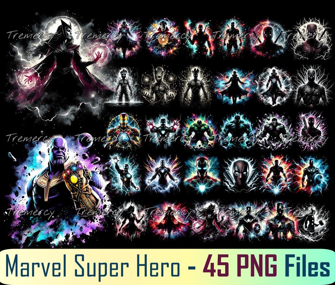 Super Hero PNG Bundle, Comic Hero PNG Sublimation, Watercolor Clipart ...