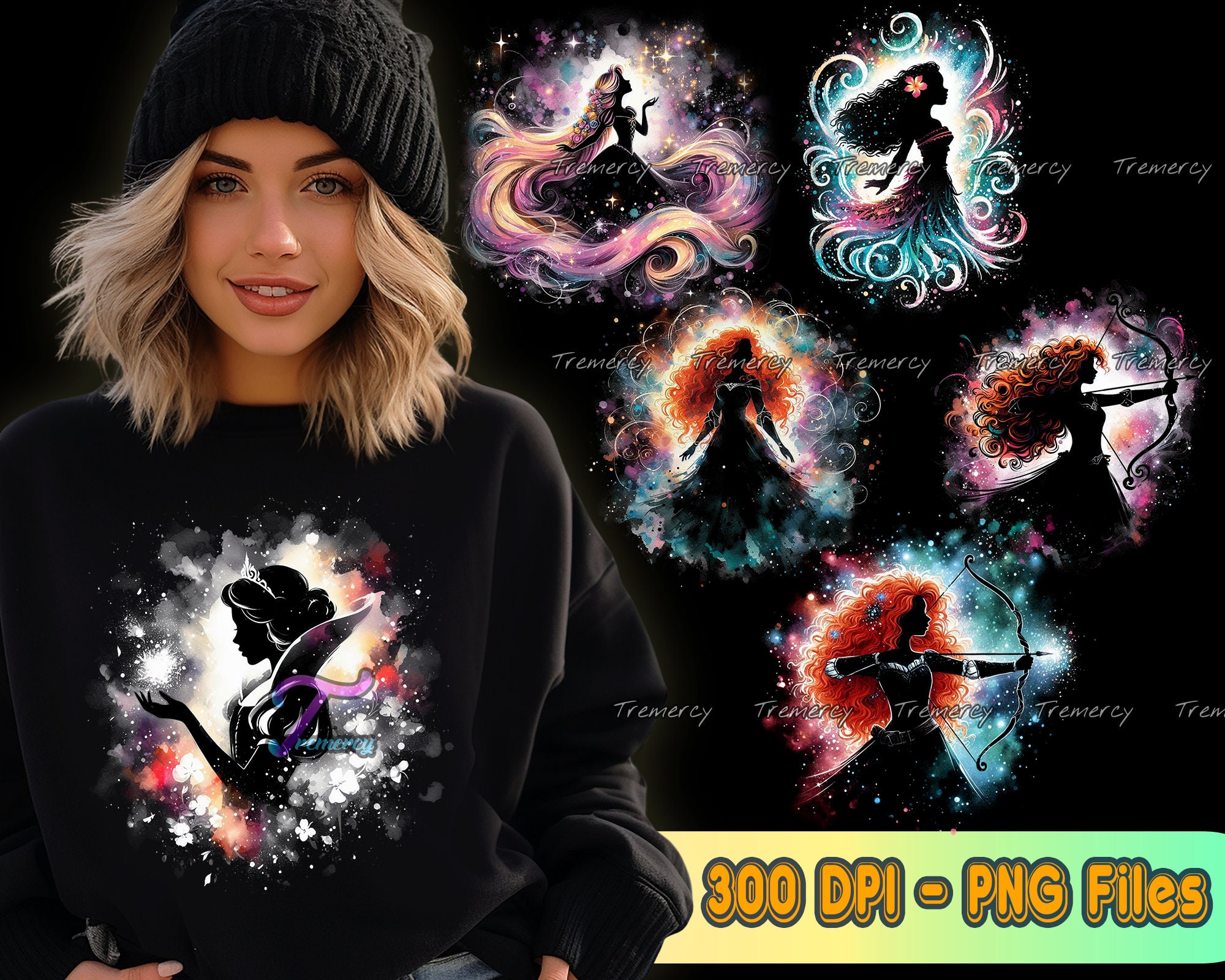 Princess PNG Bundle, Mystical Princess PNG Sublimation, Watercolor ...