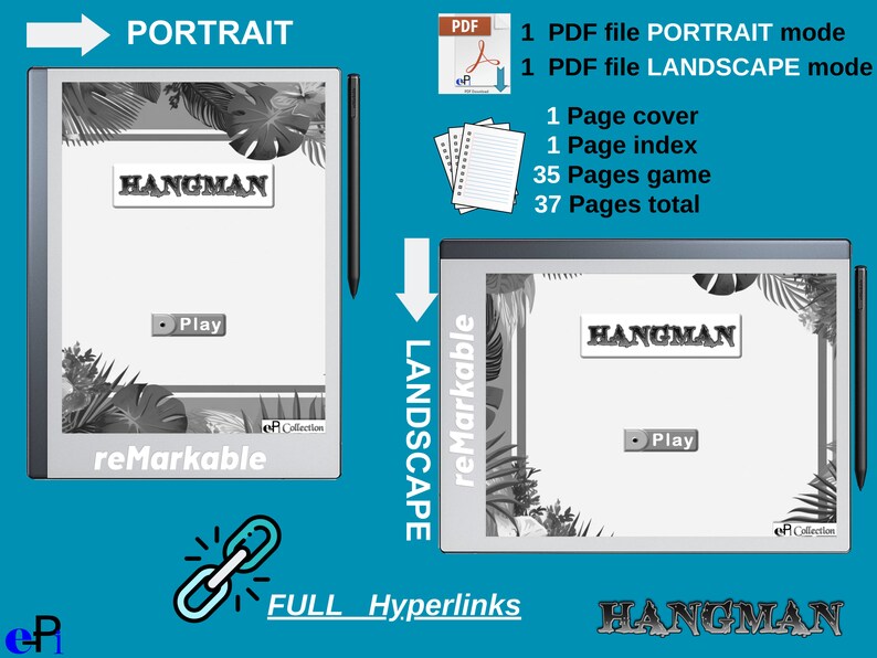 Hangman Game Template |paper Tablet Remarkable| Hyperlinked Button ...