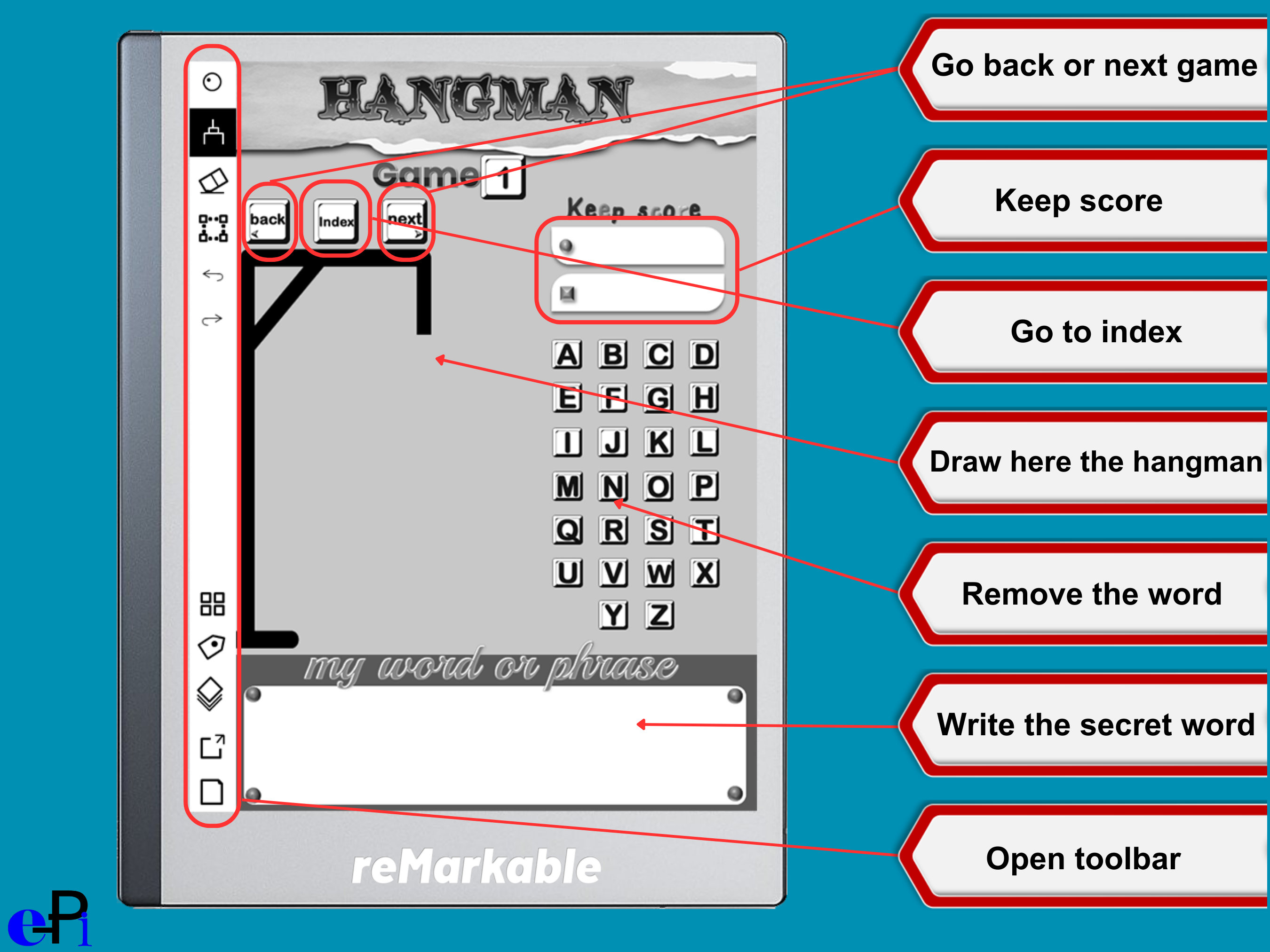 Hangman Game Template |paper Tablet Remarkable| Hyperlinked Button |abstract Cover| Digital Game ...