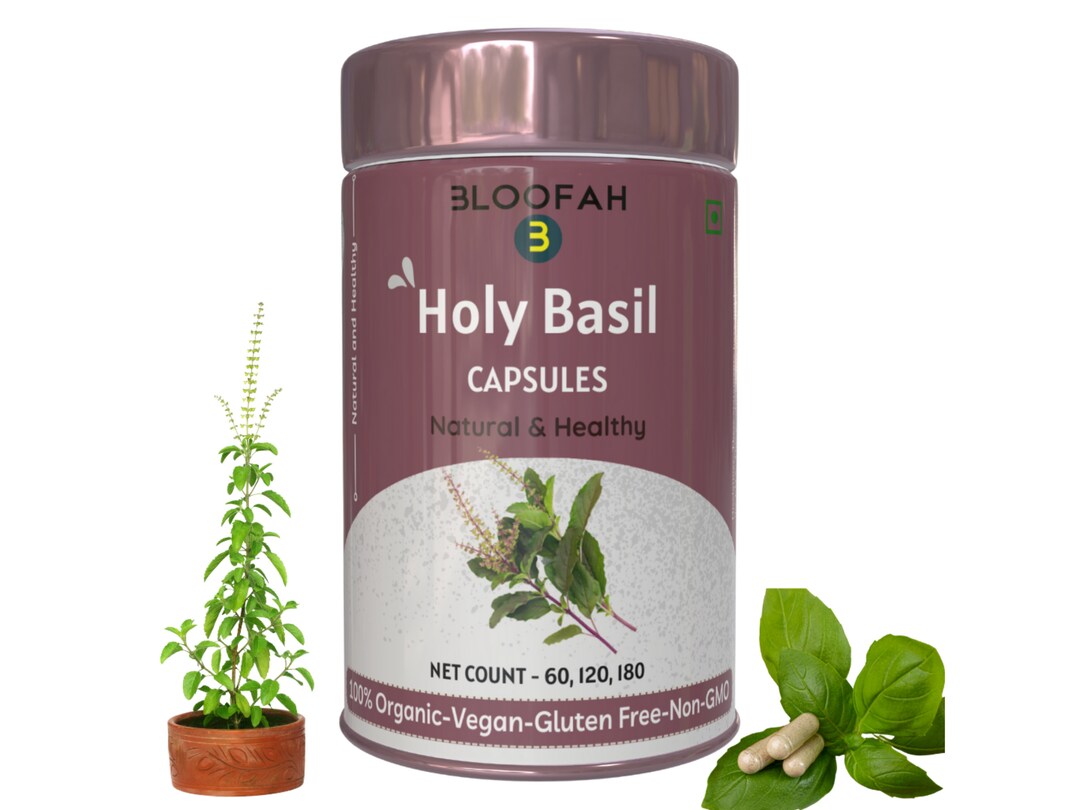 Holy Basil Capsules 500mg 100% Organic Pure Holy Basil Leaf Extract ...