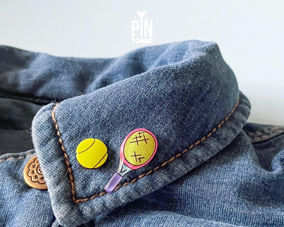 Tennis Lapel Pins - Neon Ball and Racket Jewelry - Ita Bag Pin Set of 2 ...
