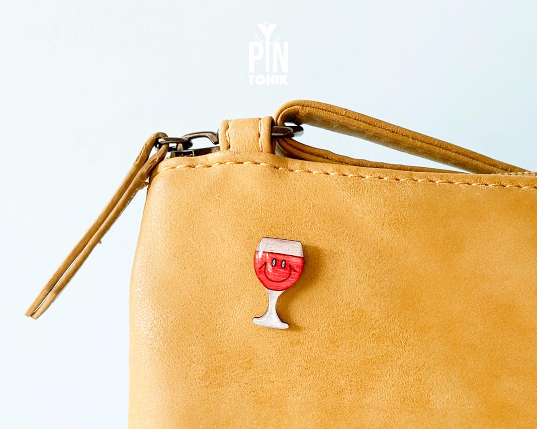 Red Wine Pin - Kawaii Lapel Pin - Funny Glass of Wine Brooch ...