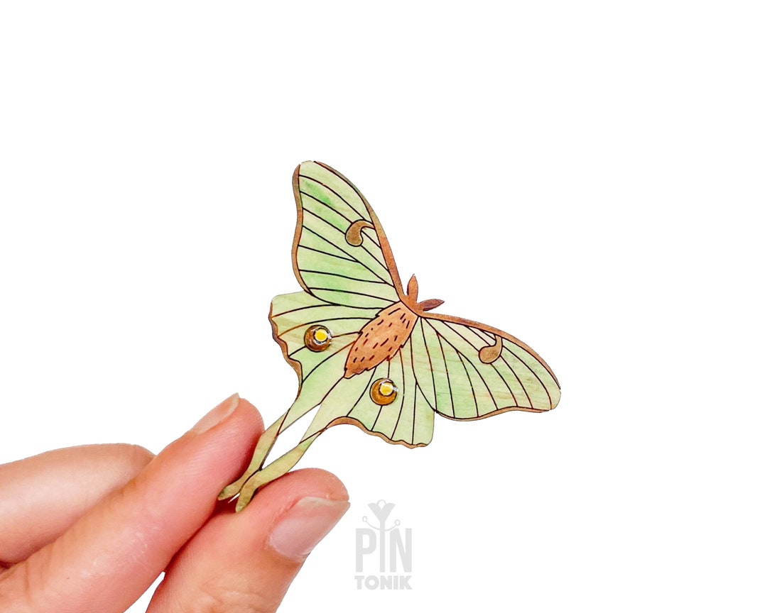 Luna Moth Lapel Pin - Cottagecore Jewelry - Boho Wings Clothing ...