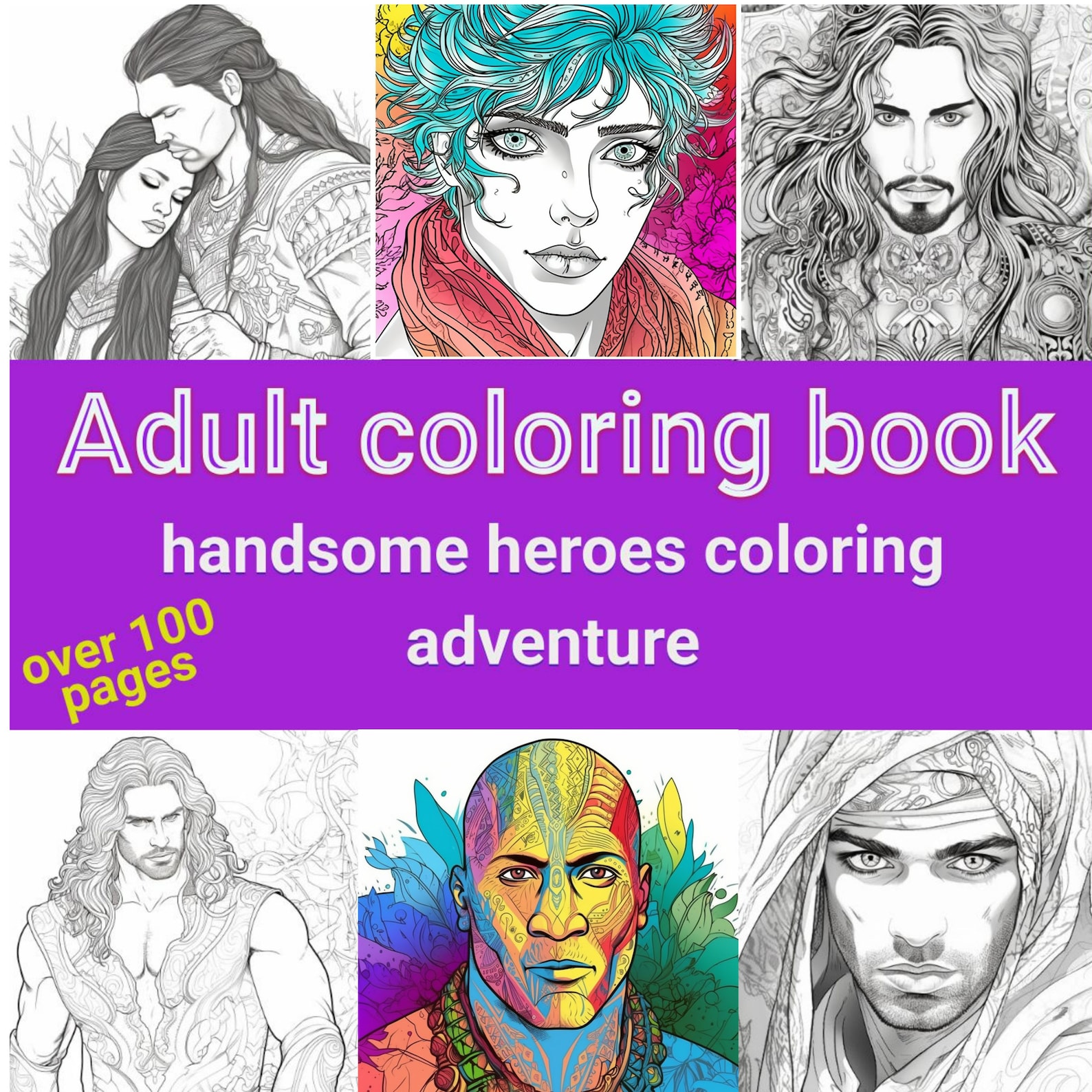 100+ Coloring Pages for Adults Moms and Dads, Handsome Heroes Male ...