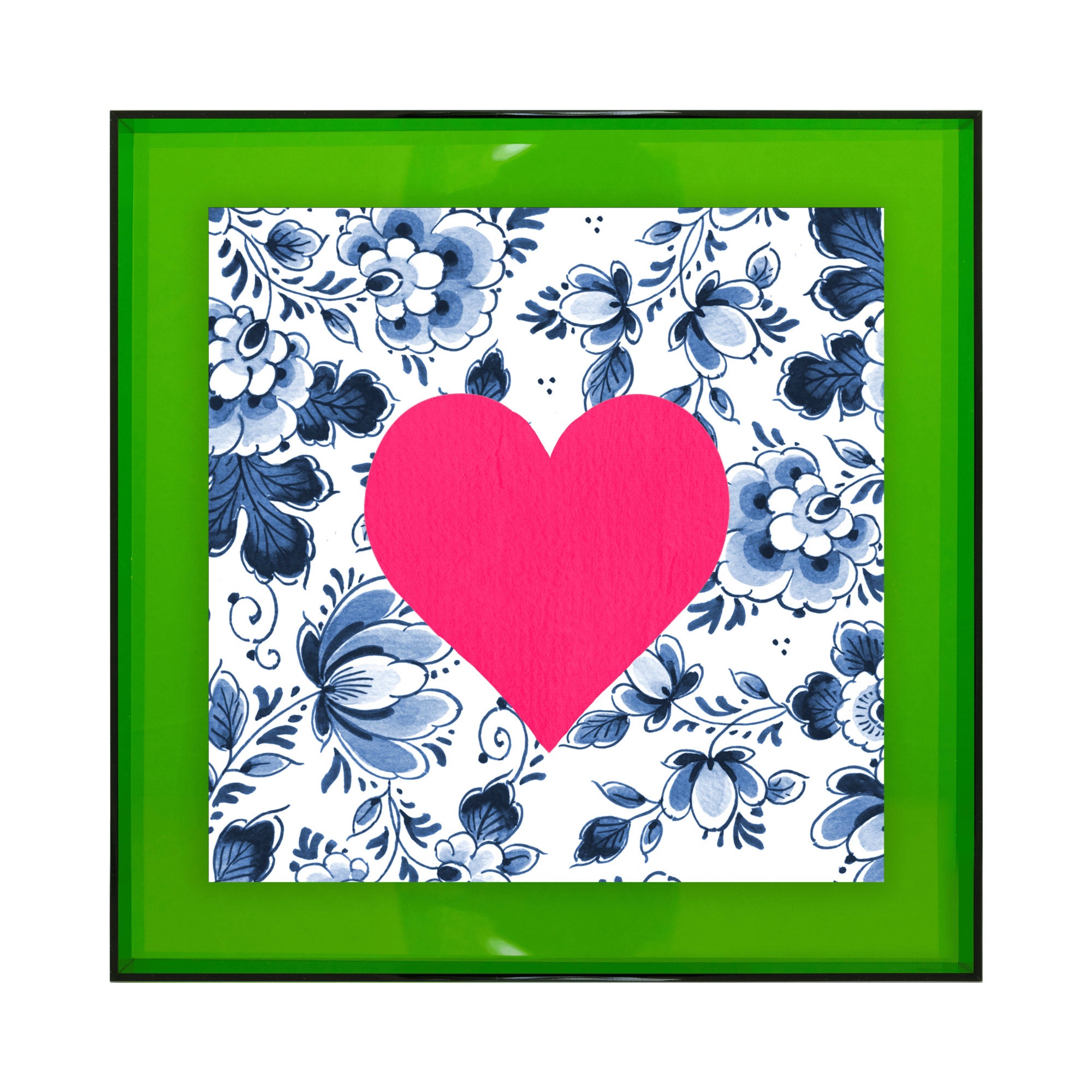 Queen of Hearts Delft Blue in neon Colored Acrylic Frame - Etsy
