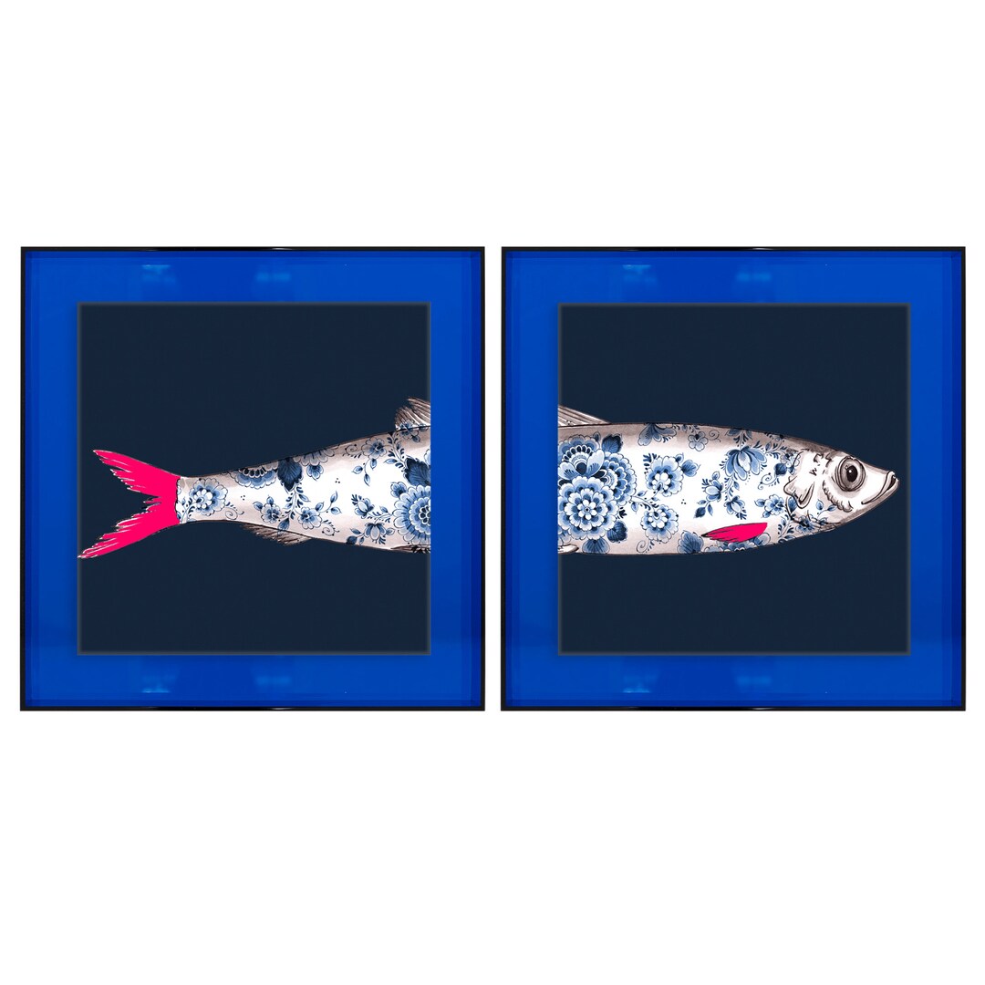 Delft Blue Funky Fish Haring Blue in (neon) Colored Acrylic Frames - Etsy