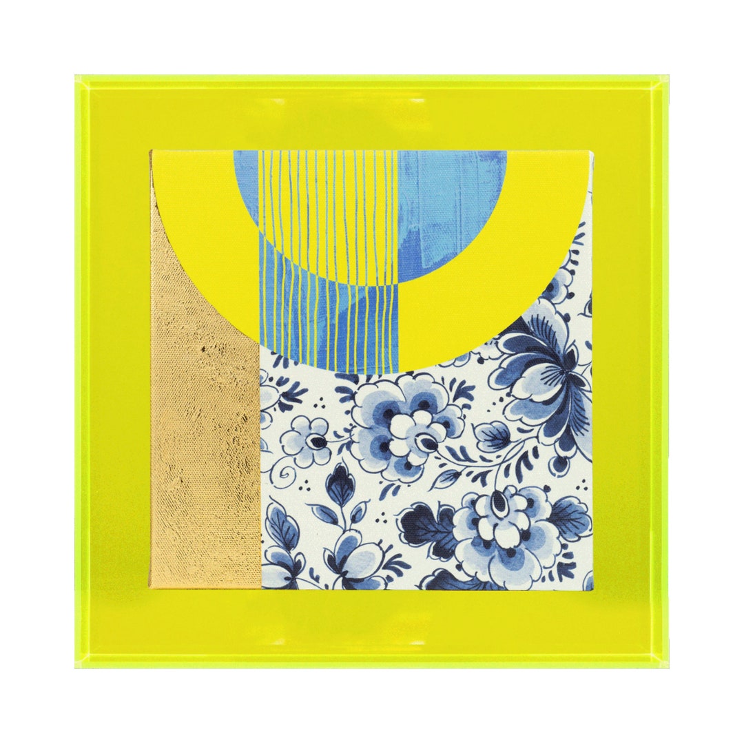 Modern Delft Blue 'yellow' in (neon) Colored Acrylic Frame - Etsy