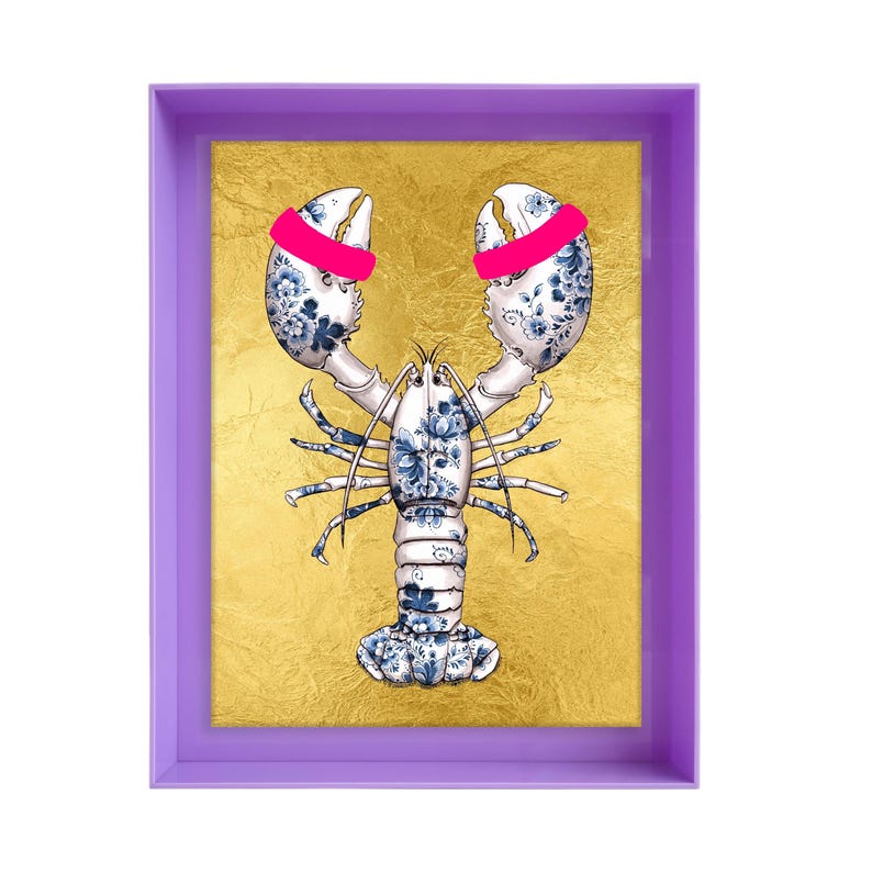 Funky Fish Lobster in oro con cornice in acrilico colorato (neon ...