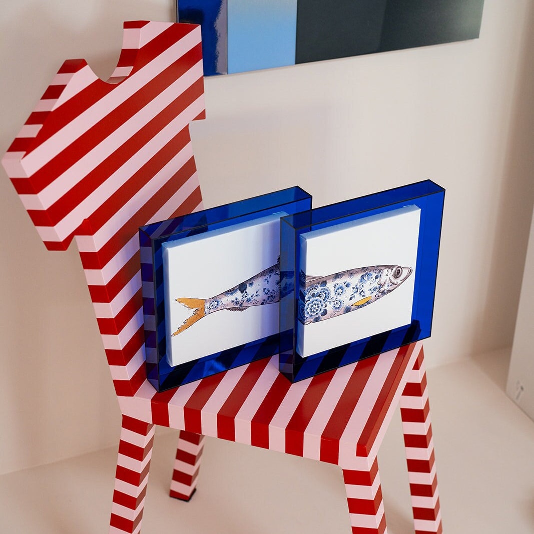 Delft Blue Funky Fish Haring White in (neon) Colored Acrylic Frames - Etsy