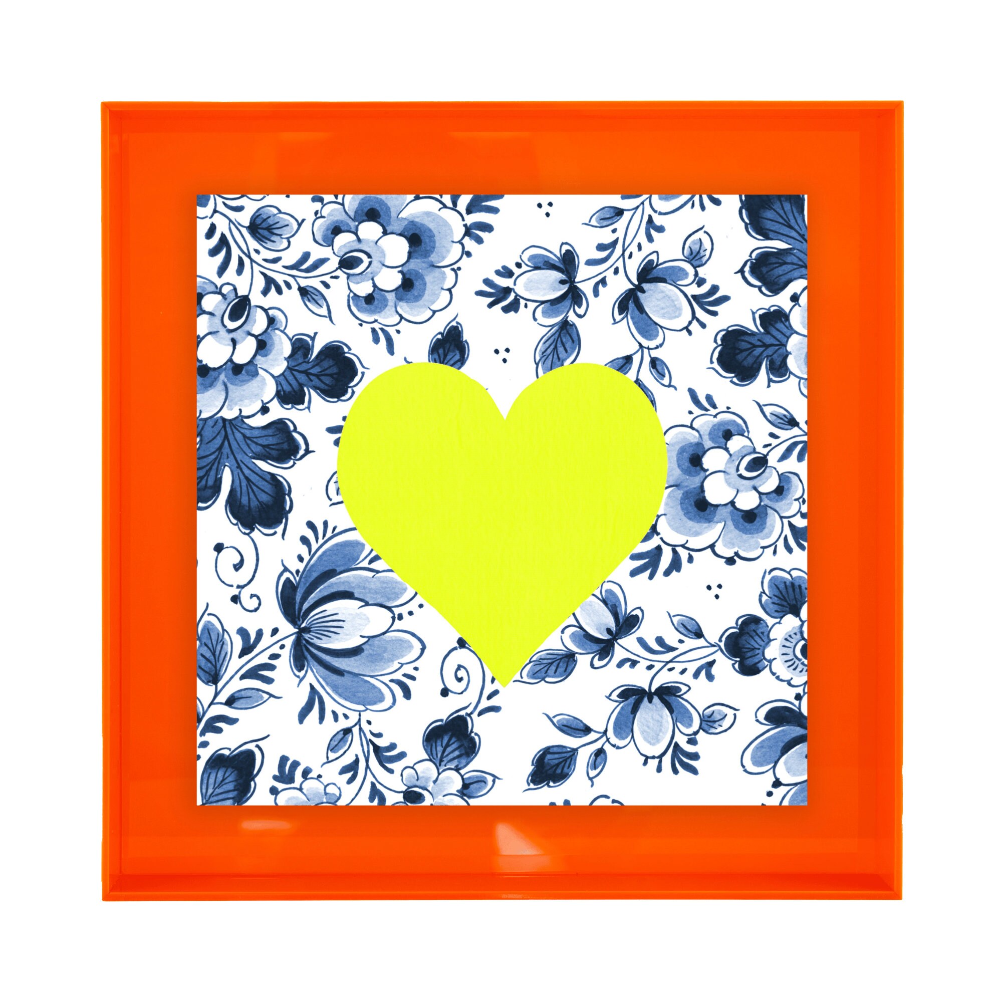 Queen of Hearts Delft Blue in neon Colored Acrylic Frame - Etsy