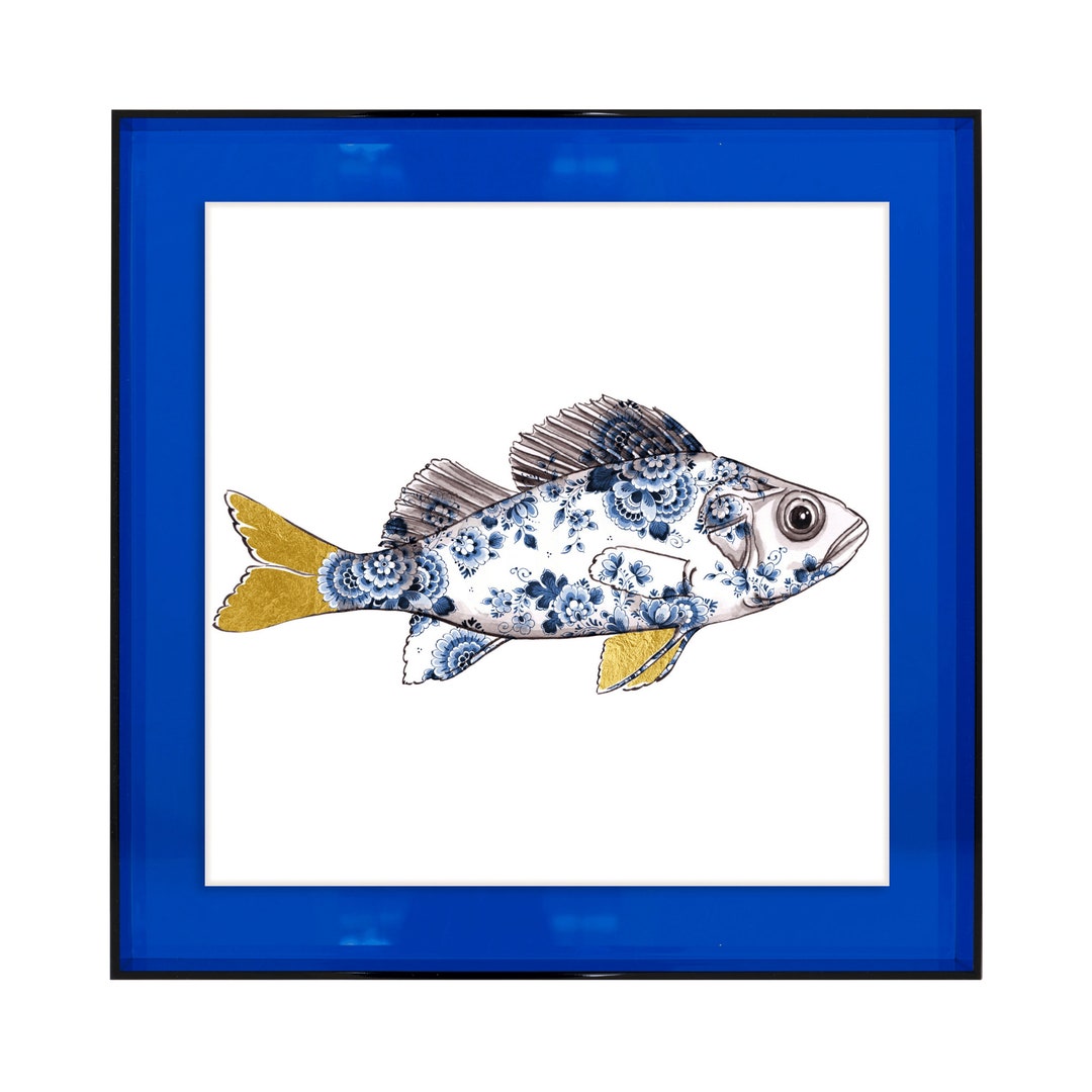 Funky Fish Sea Bass in White in (neon) Colored Acrylic Frame - Etsy