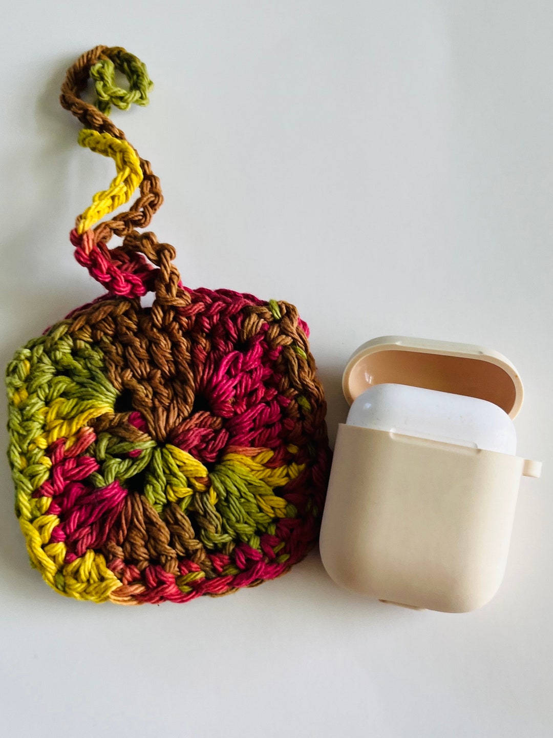 Granny Square AirPod Case is A Hand Crocheted Pouch for Ear Buds, Key ...