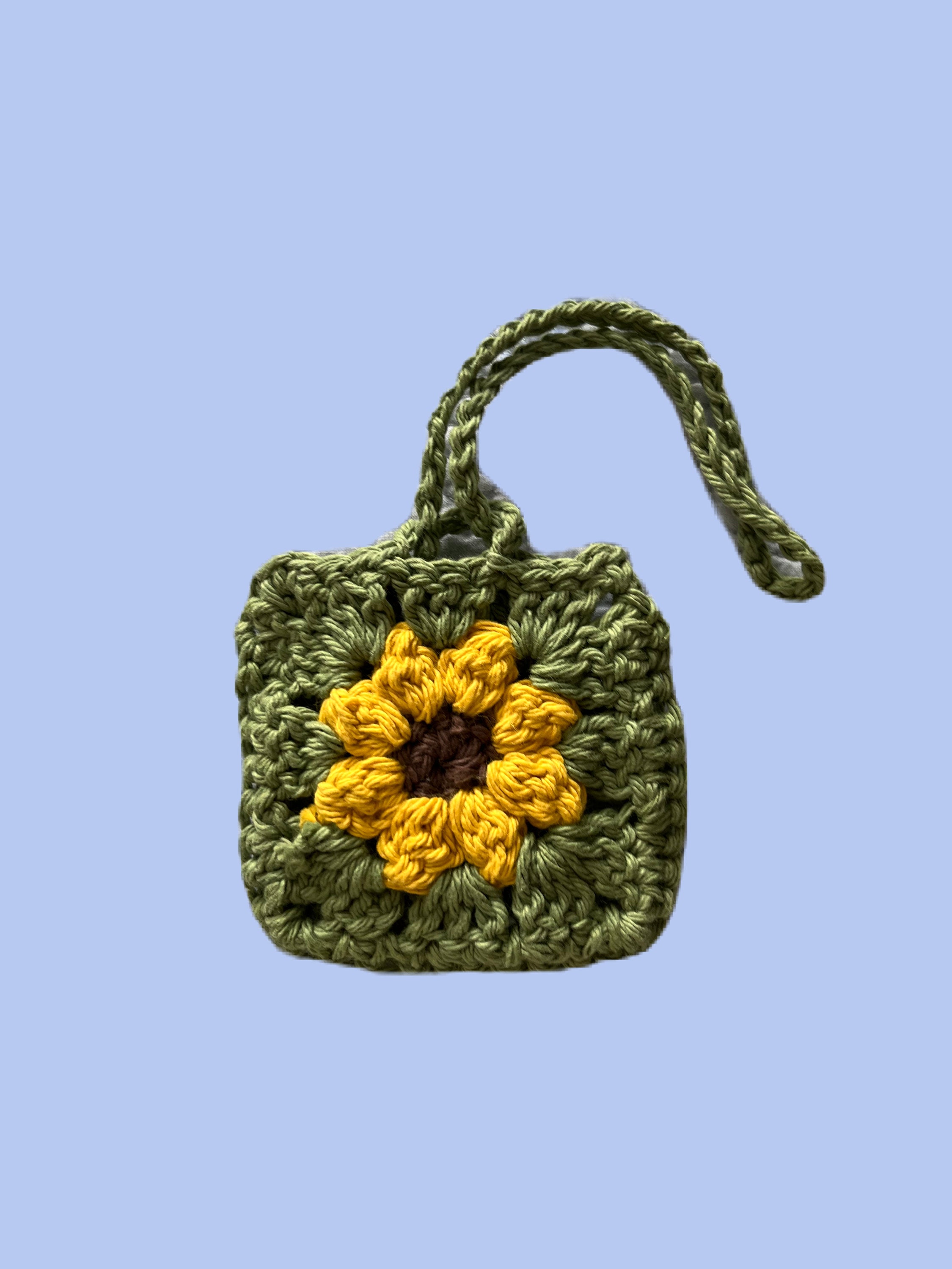 Hand Crocheted Sunflower Granny Square AirPod Case: Cotton Earbud Pouch ...