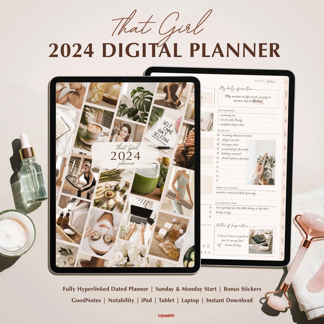 THAT GIRL Planner, 2024 Digital Planner, 2024 Daily, Weekly & Monthly ...