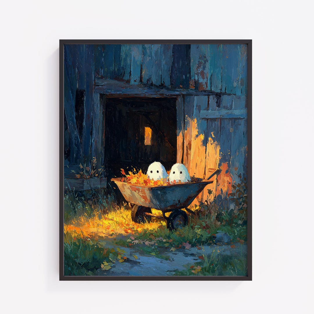 Halloween Printable Barnyard Scene - Spooky Autumn Evening, Rustic ...
