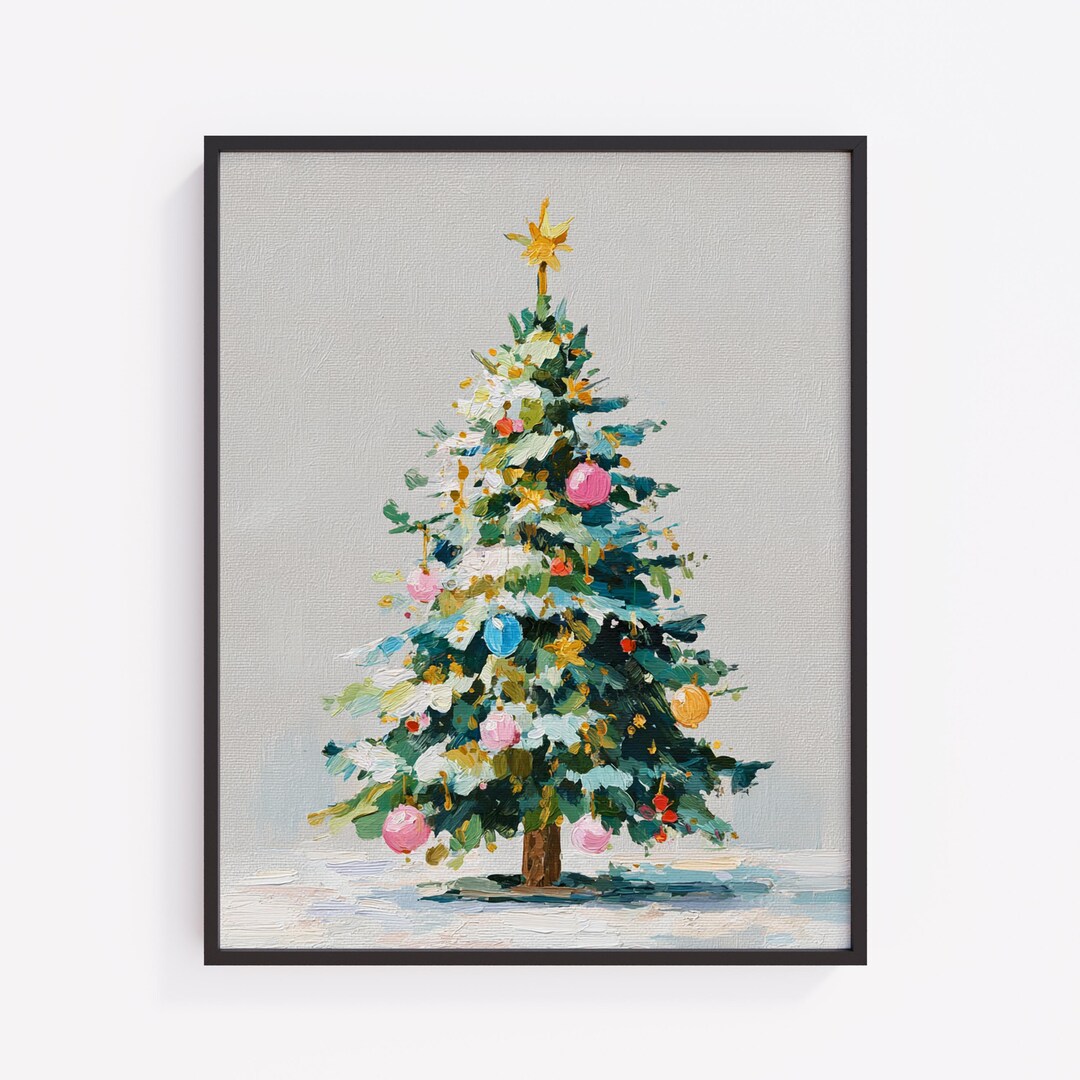 Christmas Tree Wall Art Printable - Colorful Christmas Tree Painting ...