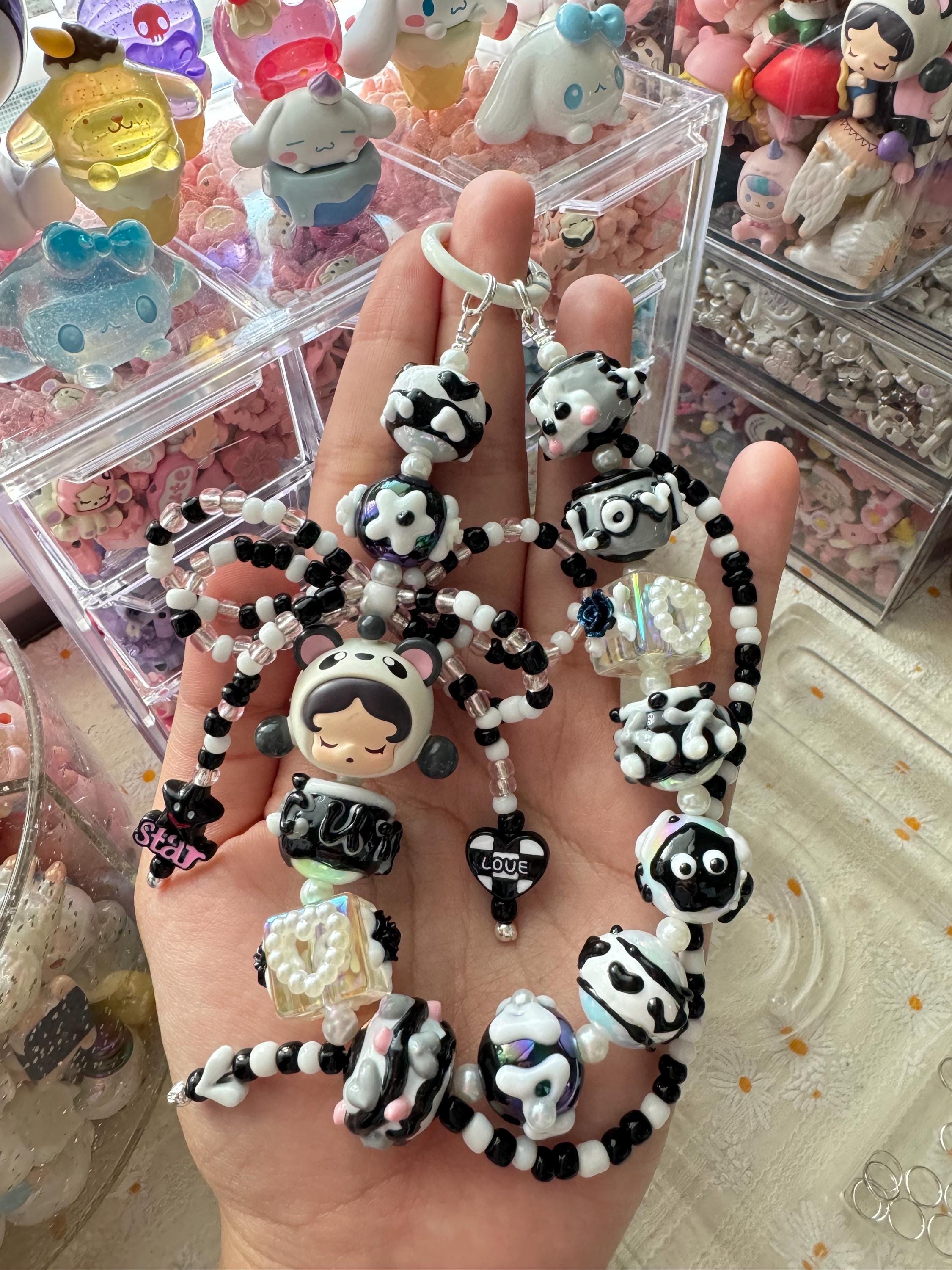 Official Skull Panda Pop Bean Popmart Sanrio Handmade Fancy Keychain or ...