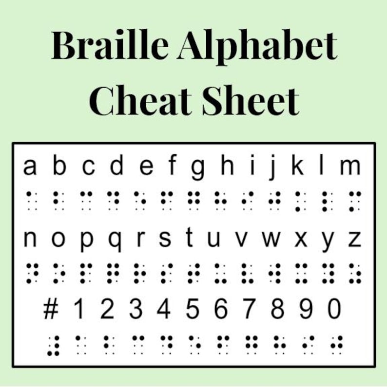 Braille Alphabet Cheat Sheet, Downloadable PDF - Etsy