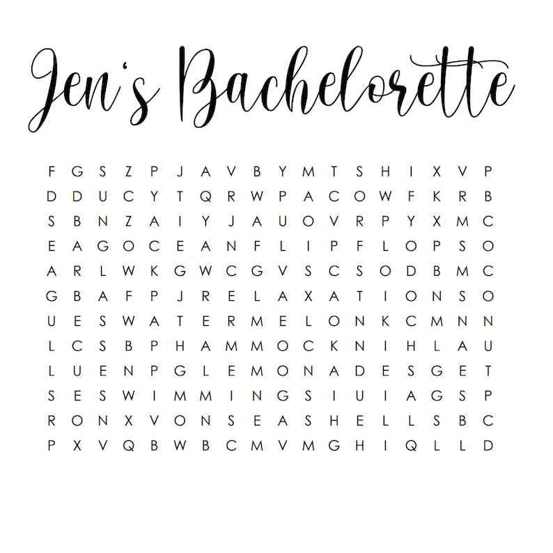 Custom Word Search Puzzle: Personalized Party Game (digital File) - Etsy