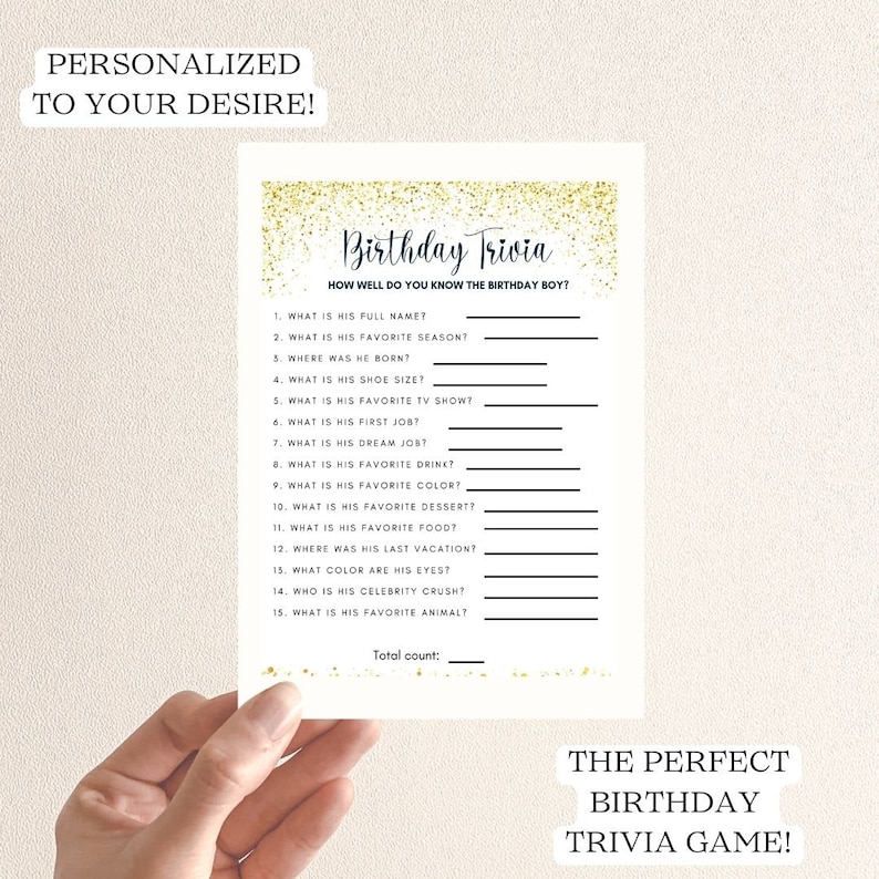 Personalized Birthday Trivia Game: Modern Party Fun (digital File) - Etsy